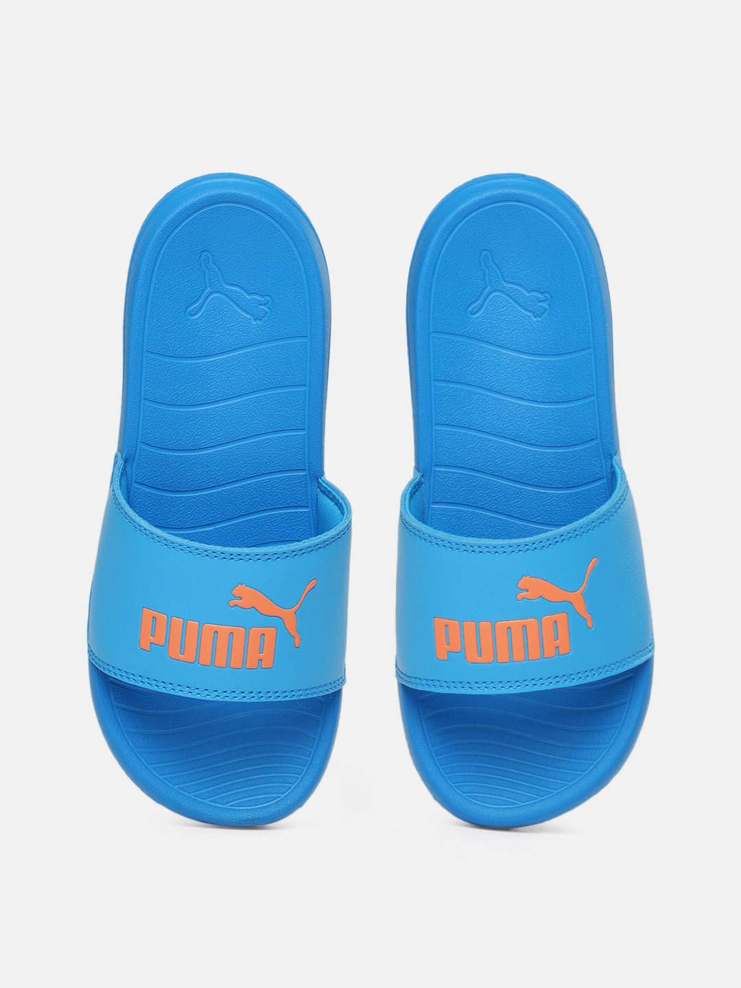 Buy Puma Kids Blue Popcat 20 Printed Sliders - Flip Flops for Unisex ...