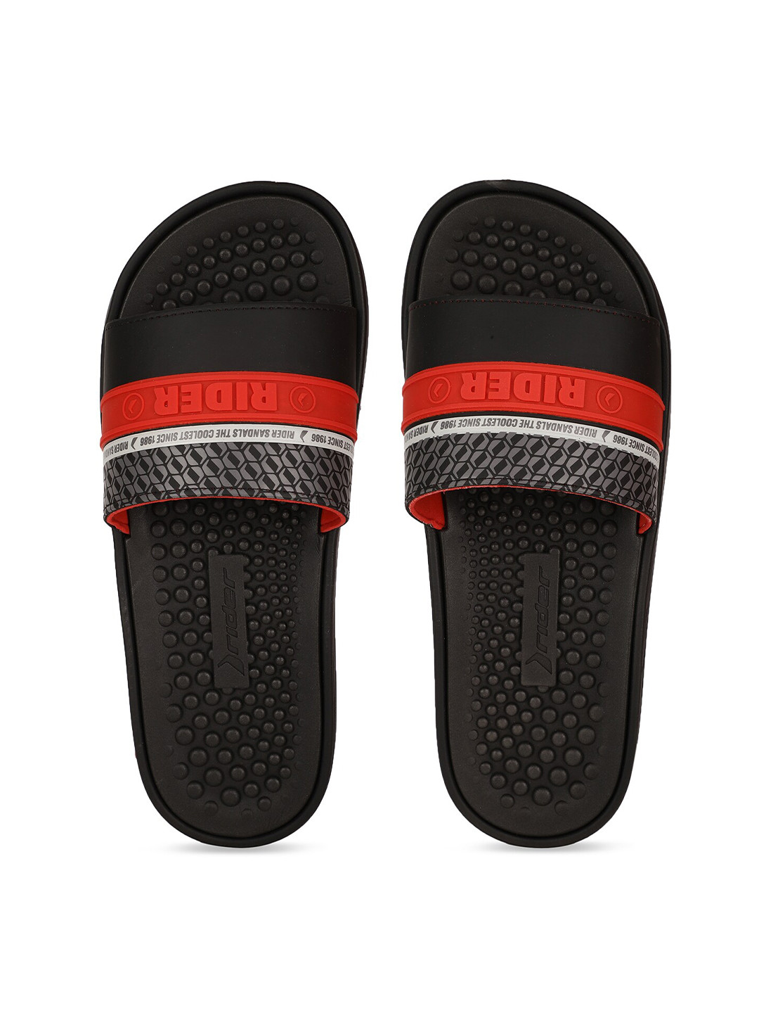 Buy Rider Men Black & Red Colourblocked Sliders - Flip Flops for Men ...
