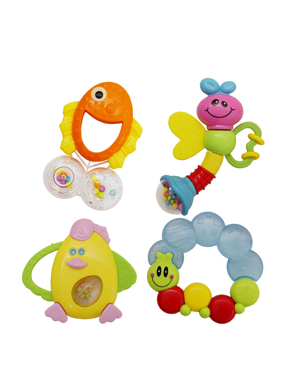 Buy Baby Moo Kids Set Of 4 Yellow & Orange Animal Musical Rattle Toys ...