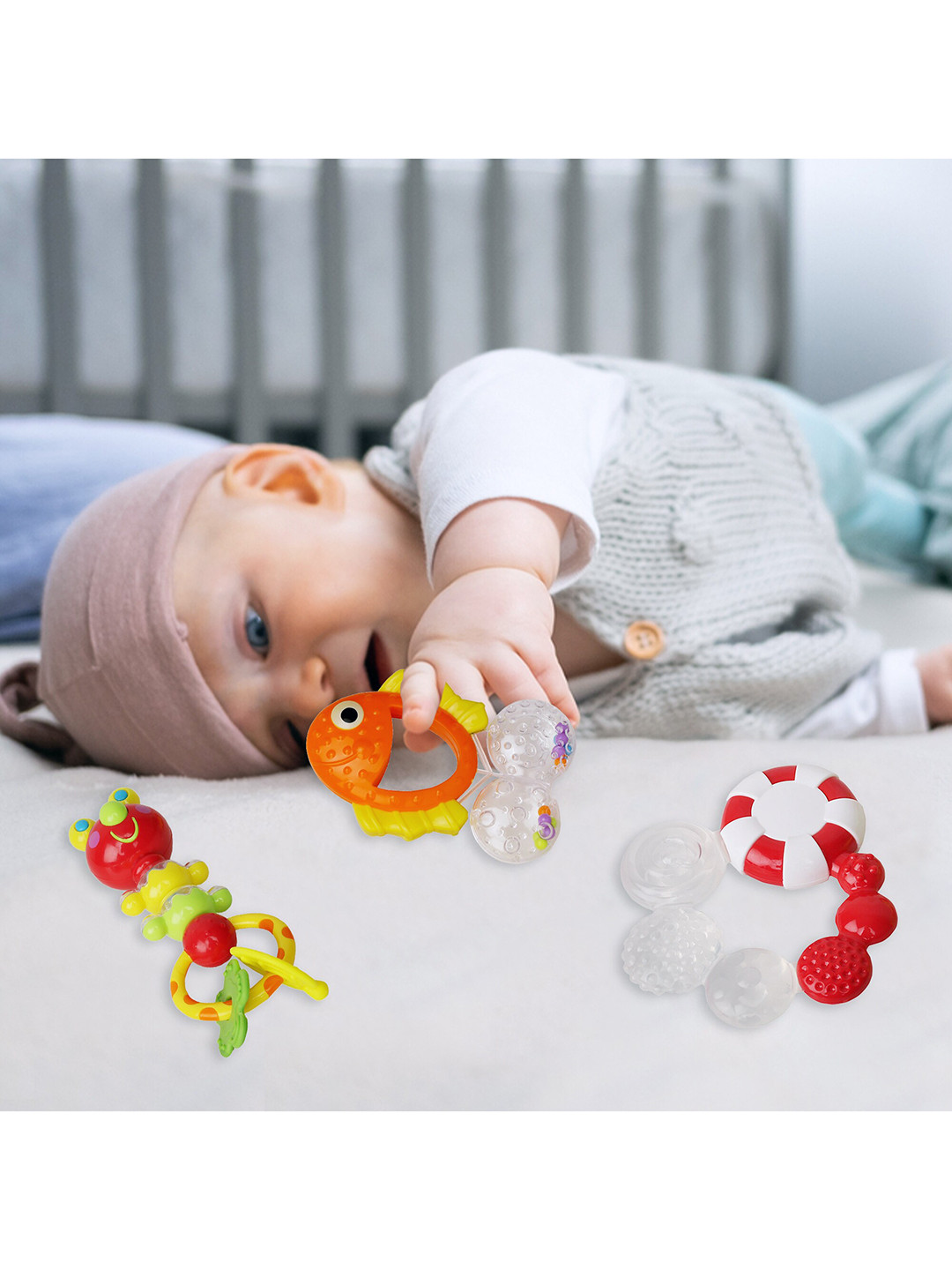 Buy Baby Moo Infant Kids Set Of 3 Fish Rattle Toys - Learning And ...