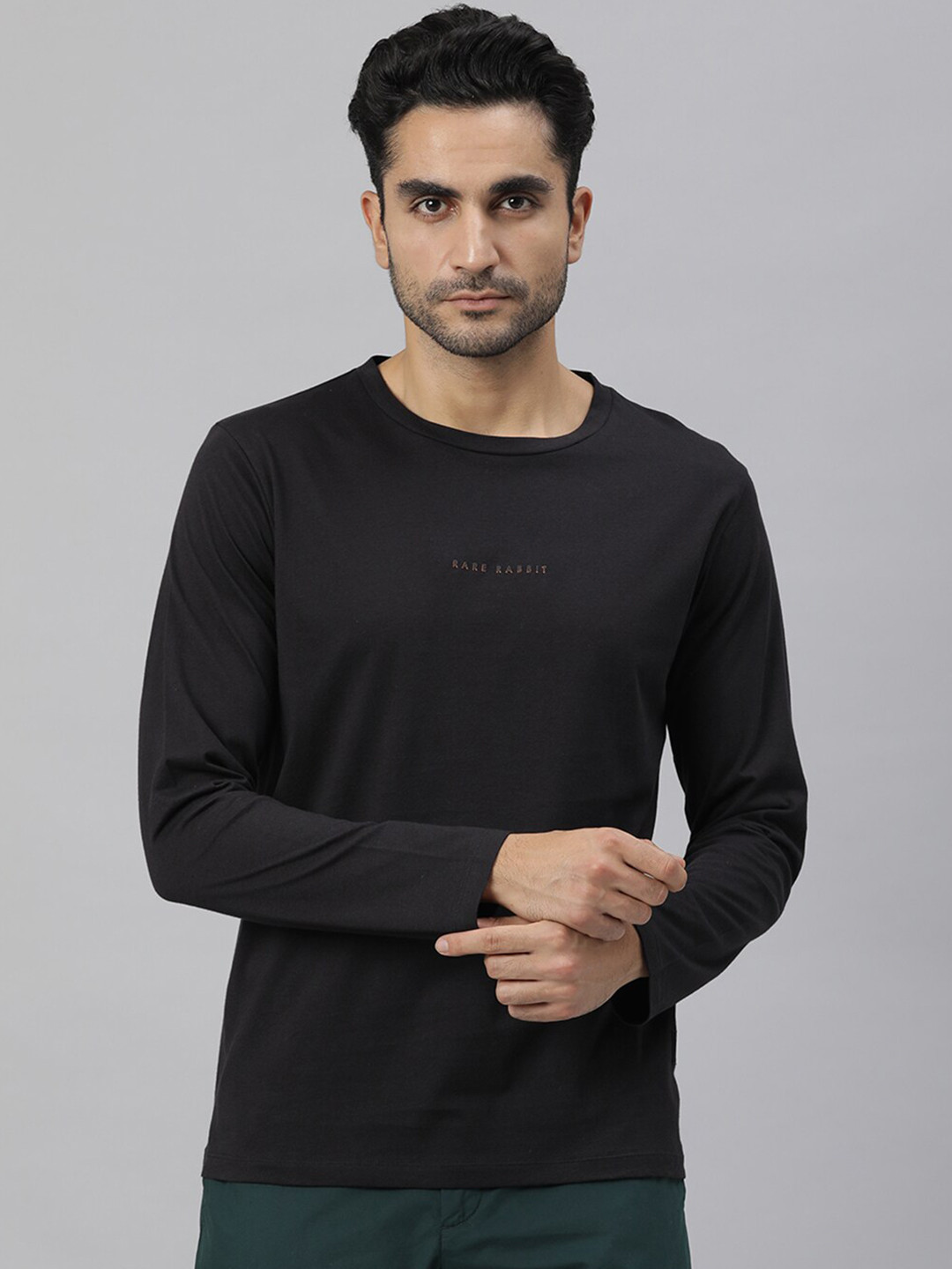 Buy RARE RABBIT Men Rabbit Ls Pure Cotton Slim Fit T Shirt - Tshirts ...