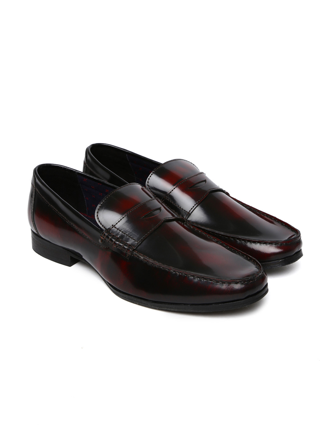 Buy Carlton London Men Burgundy Leather Formal Slip On Shoes - Formal ...
