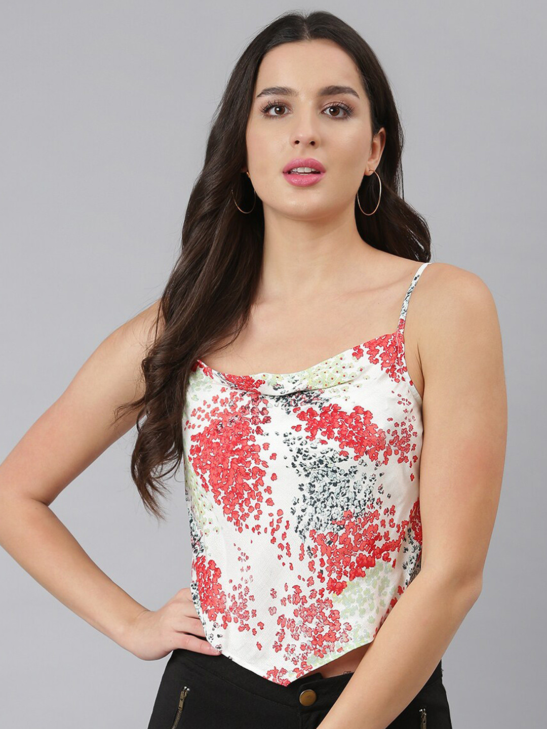 Buy DEEBACO Multicoloured Floral Print Crepe Top - Tops for Women ...