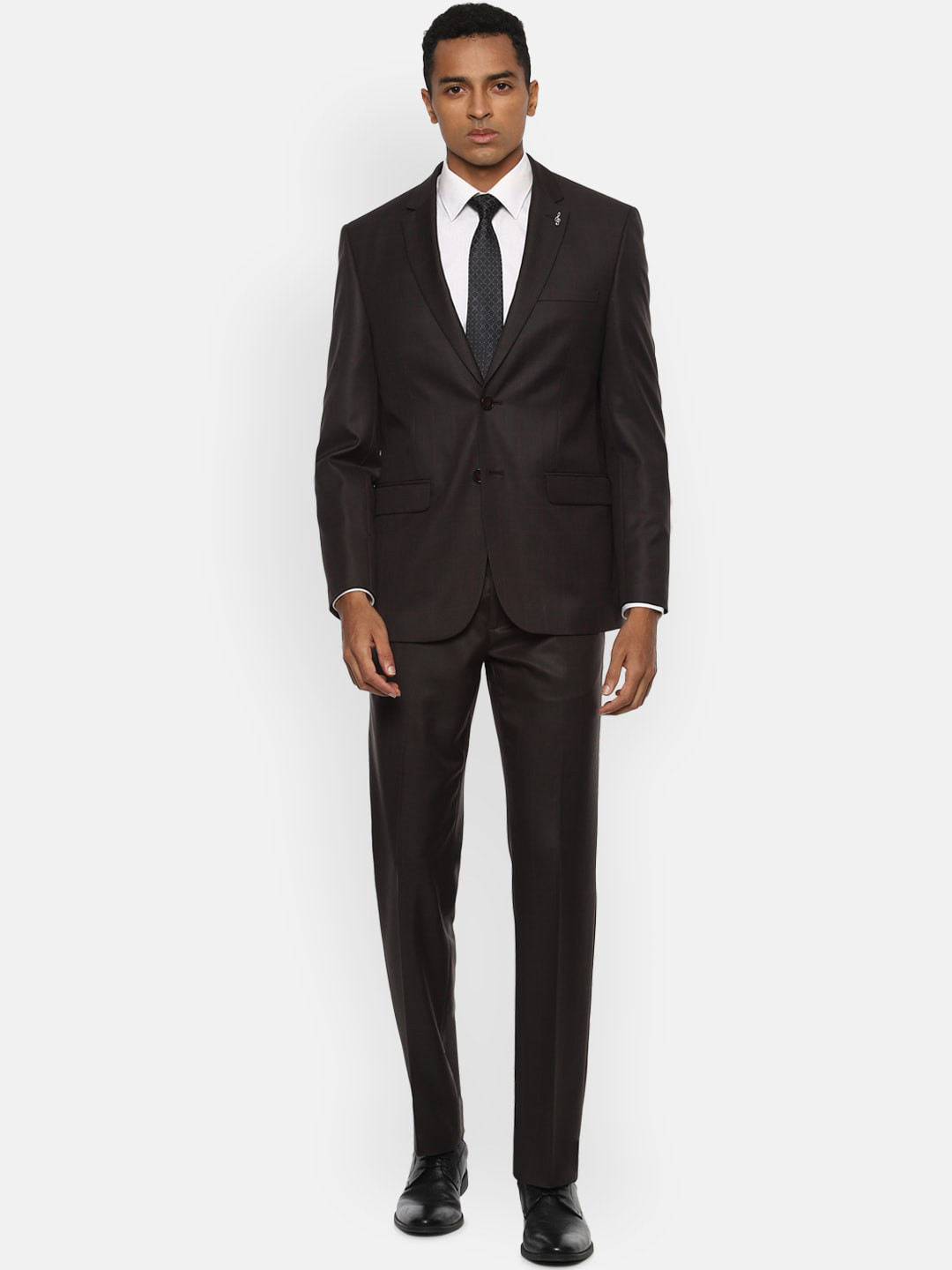 Buy Van Heusen Men Black Solid Single Breasted Slim Fit 2 Piece Formal ...