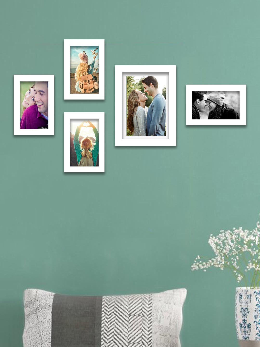 Buy Art Street Set Of 5 White Solid Individual Photo Frames - Photo ...