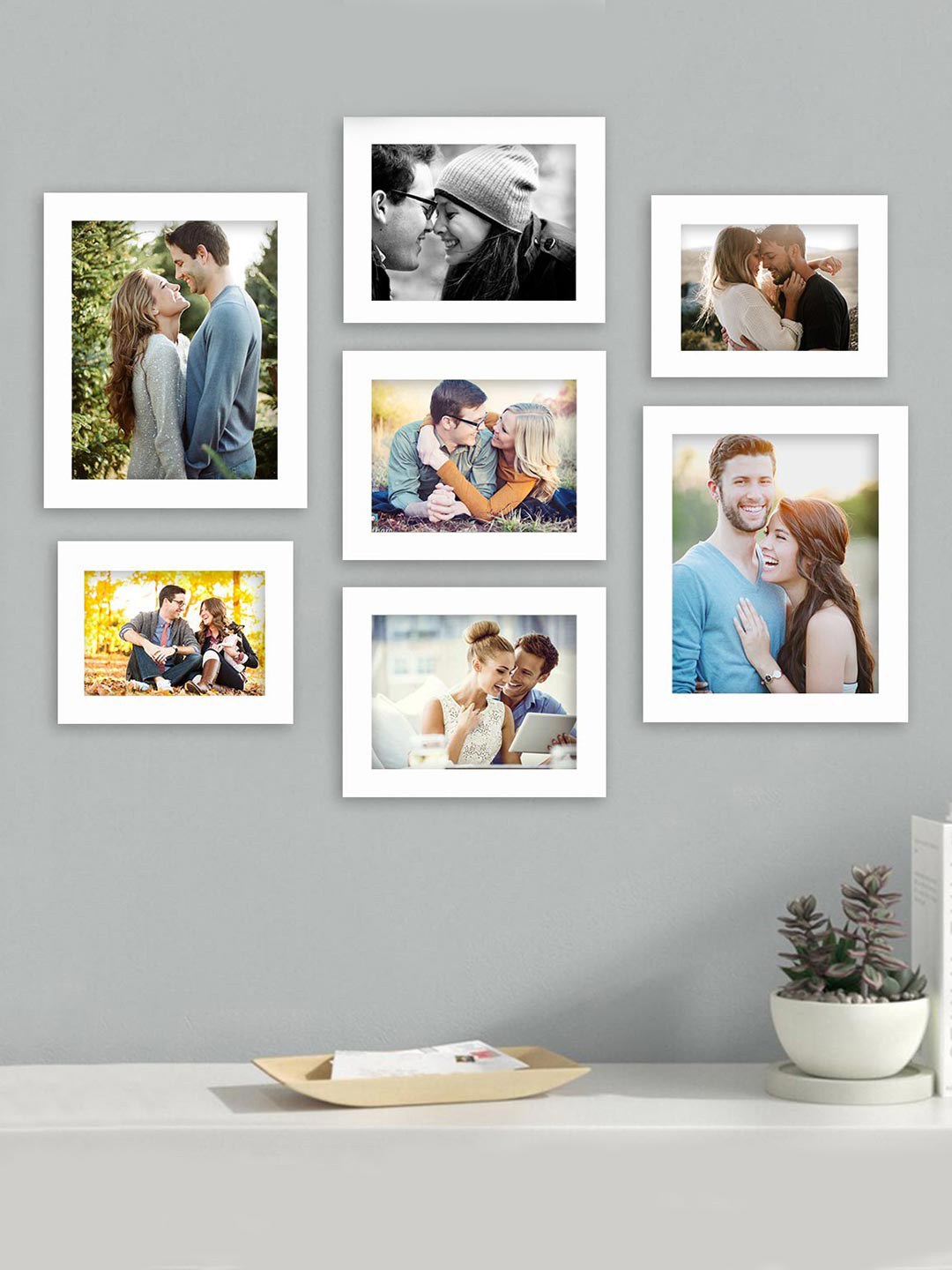 Buy Art Street Set Of 7 White Rectangle Wooden Photo Frames - Photo ...