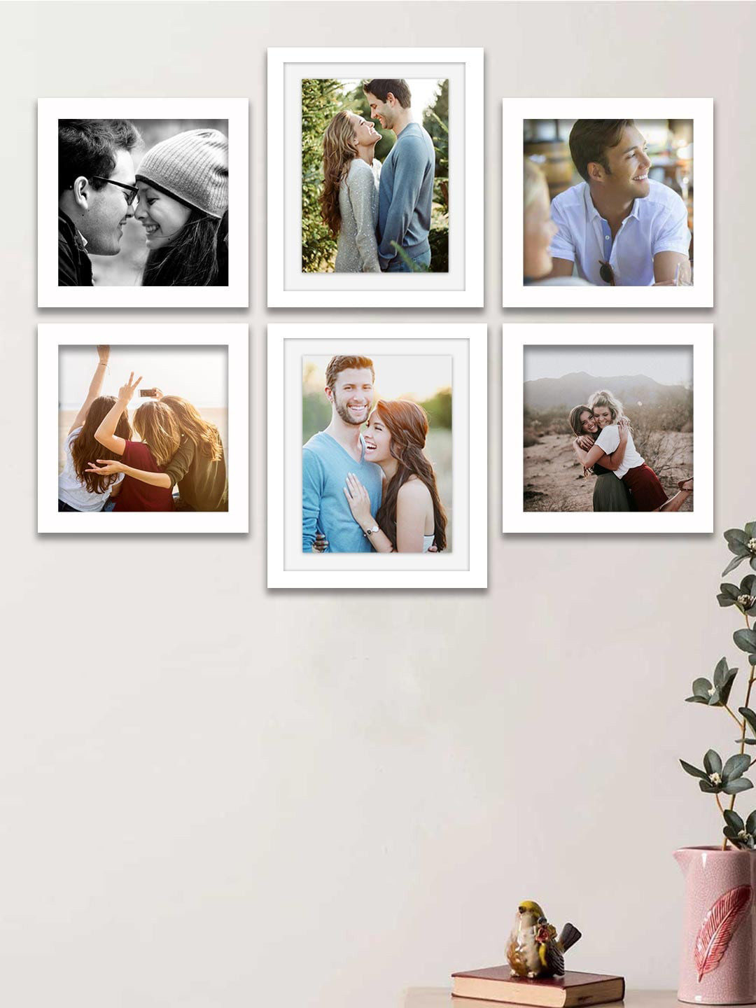 Buy Art Street Set Of 6 White Solid Wooden Photo Frames - Photo Frames ...