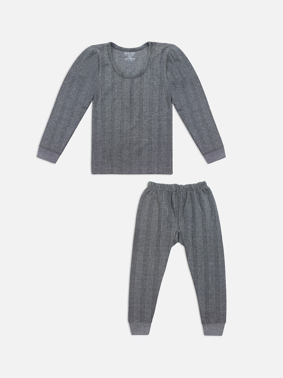 Buy Miss & Chief Kids Grey Ribbed Thermal Set - Thermal Set for Unisex ...