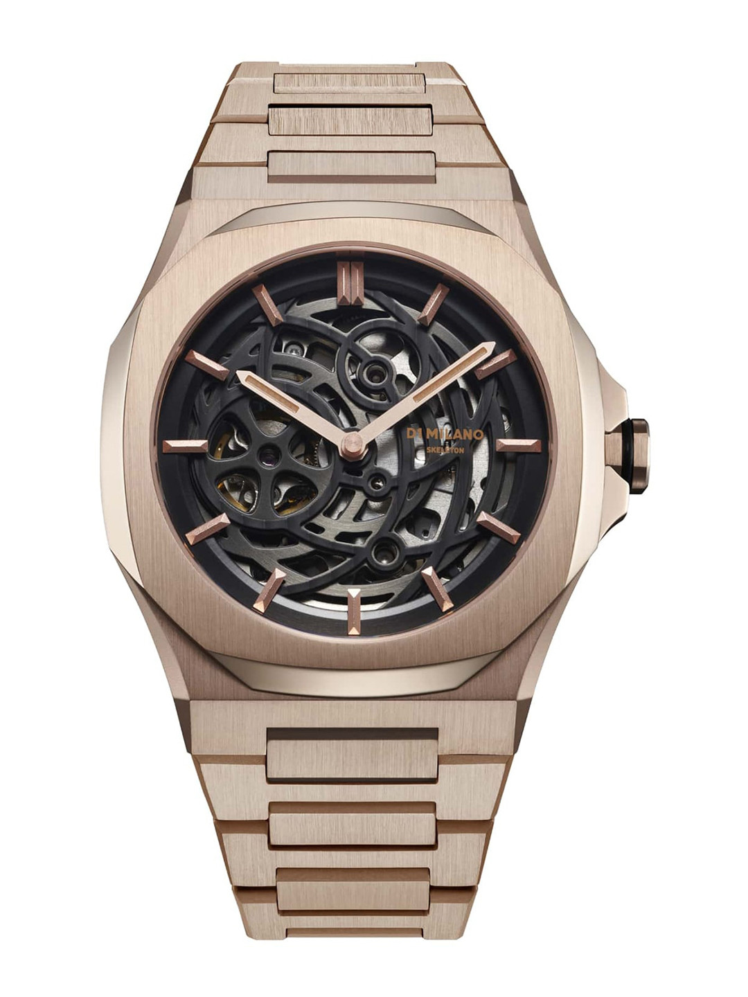 Buy D1 Milano Rose Gold Skeleton Mask Dial Rose Gold Stainless Steel ...