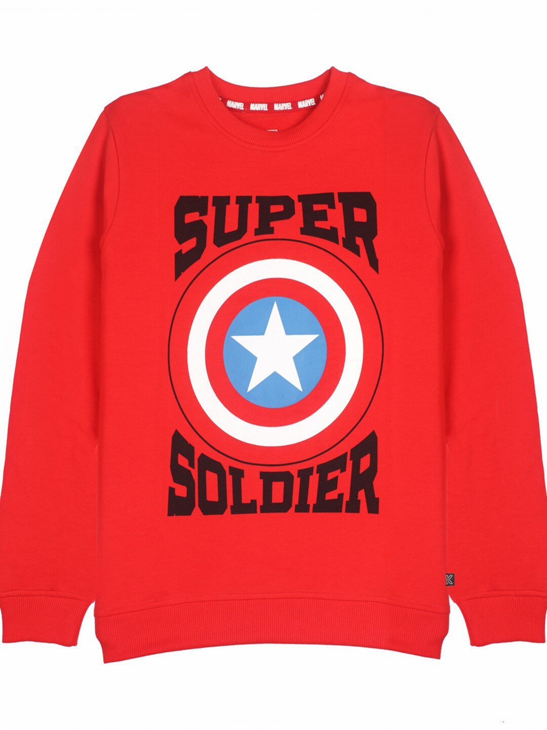 Buy KINSEY Boys Red Captain America Printed Pure Cotton Sweatshirt ...