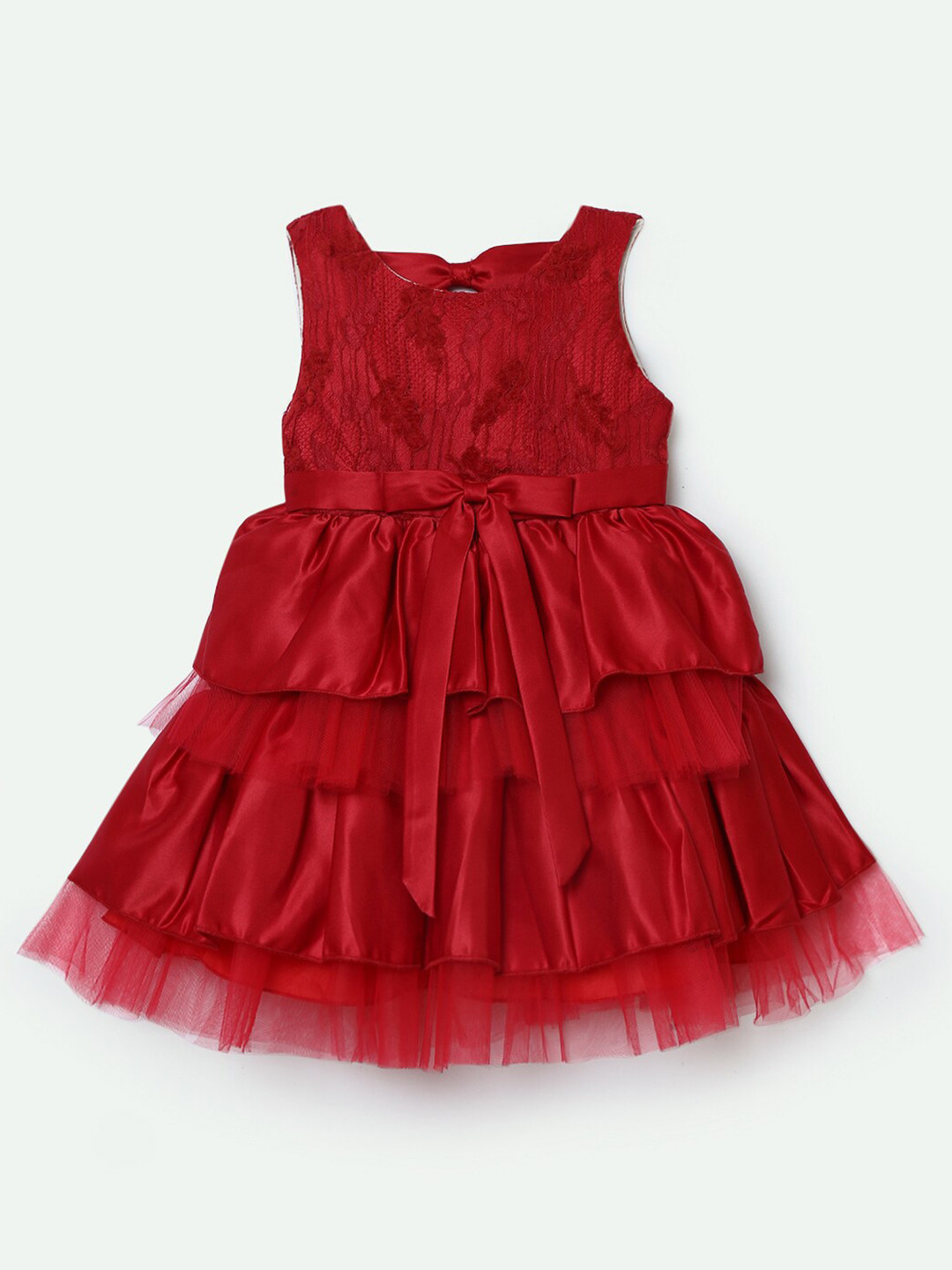 Buy Hopscotch Red Layered Dress - Dresses for Girls 16369922 | Myntra