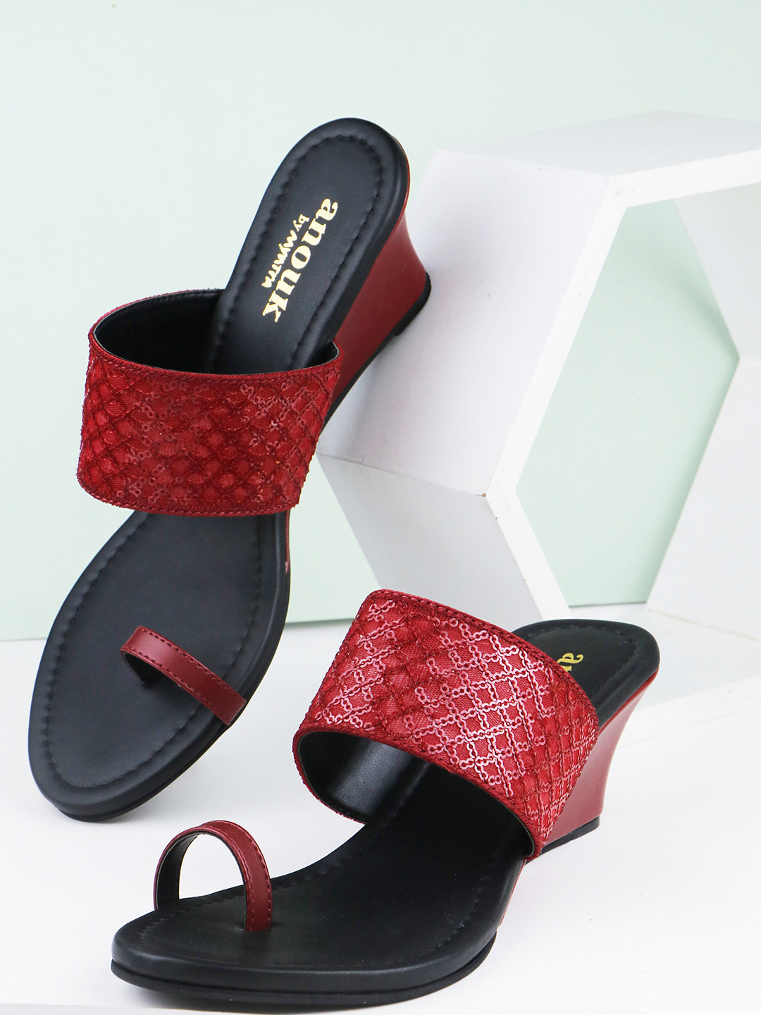 Buy Anouk Women Maroon Ethnic Wedge Sandals - Heels for Women 16371980 ...