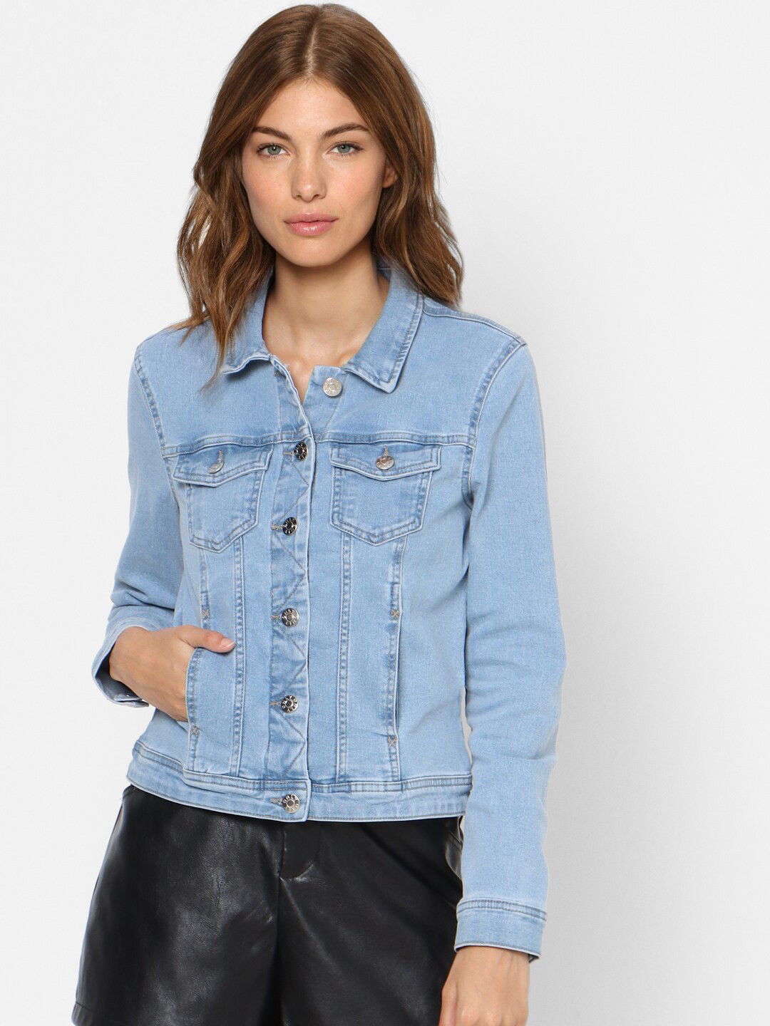 Buy ONLY Women Blue Washed Denim Jacket - Jackets for Women 16372448 ...