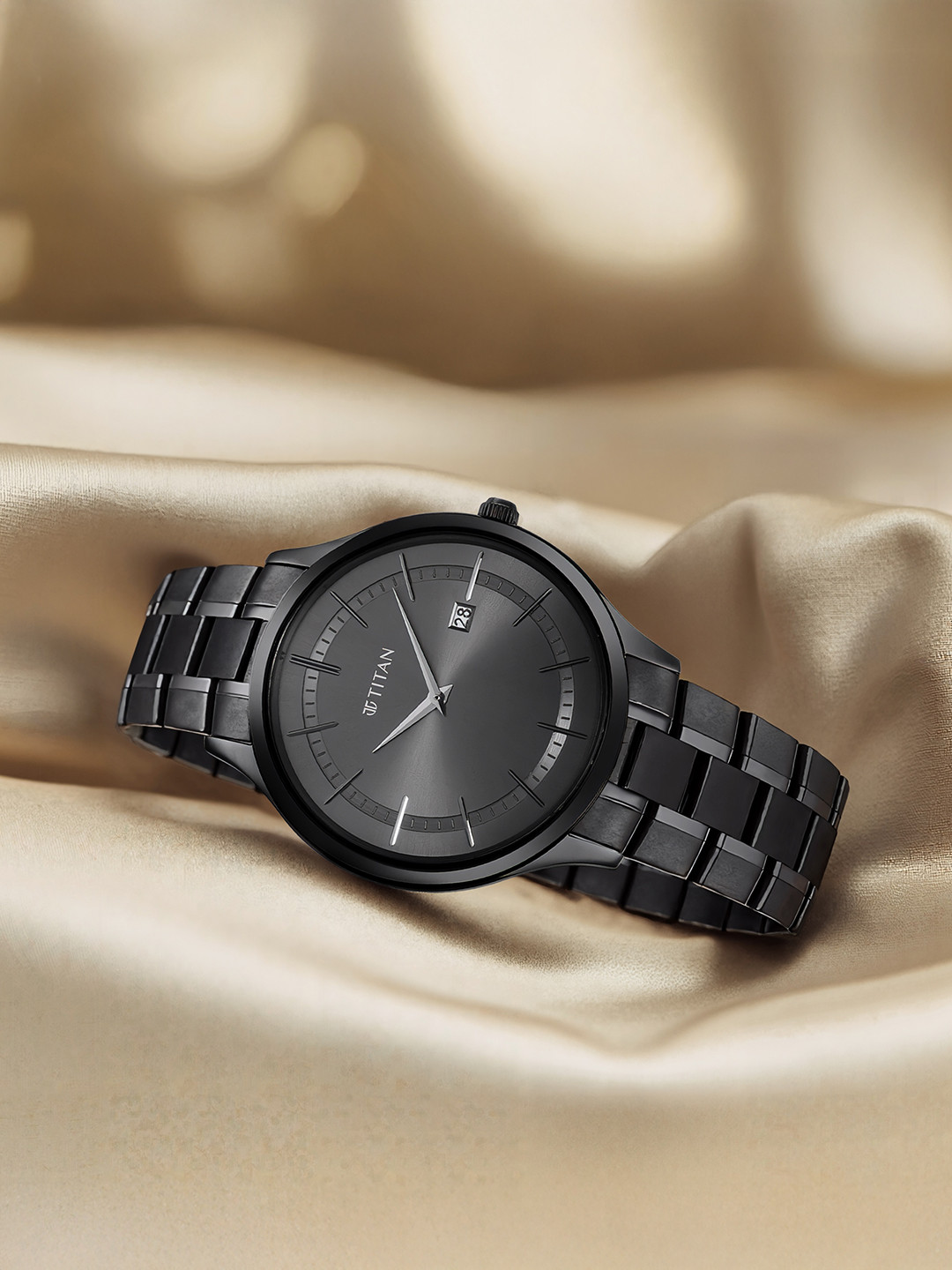 Buy Titan Men Grey Dial & Gunmetal Toned Straps Analogue Watch ...