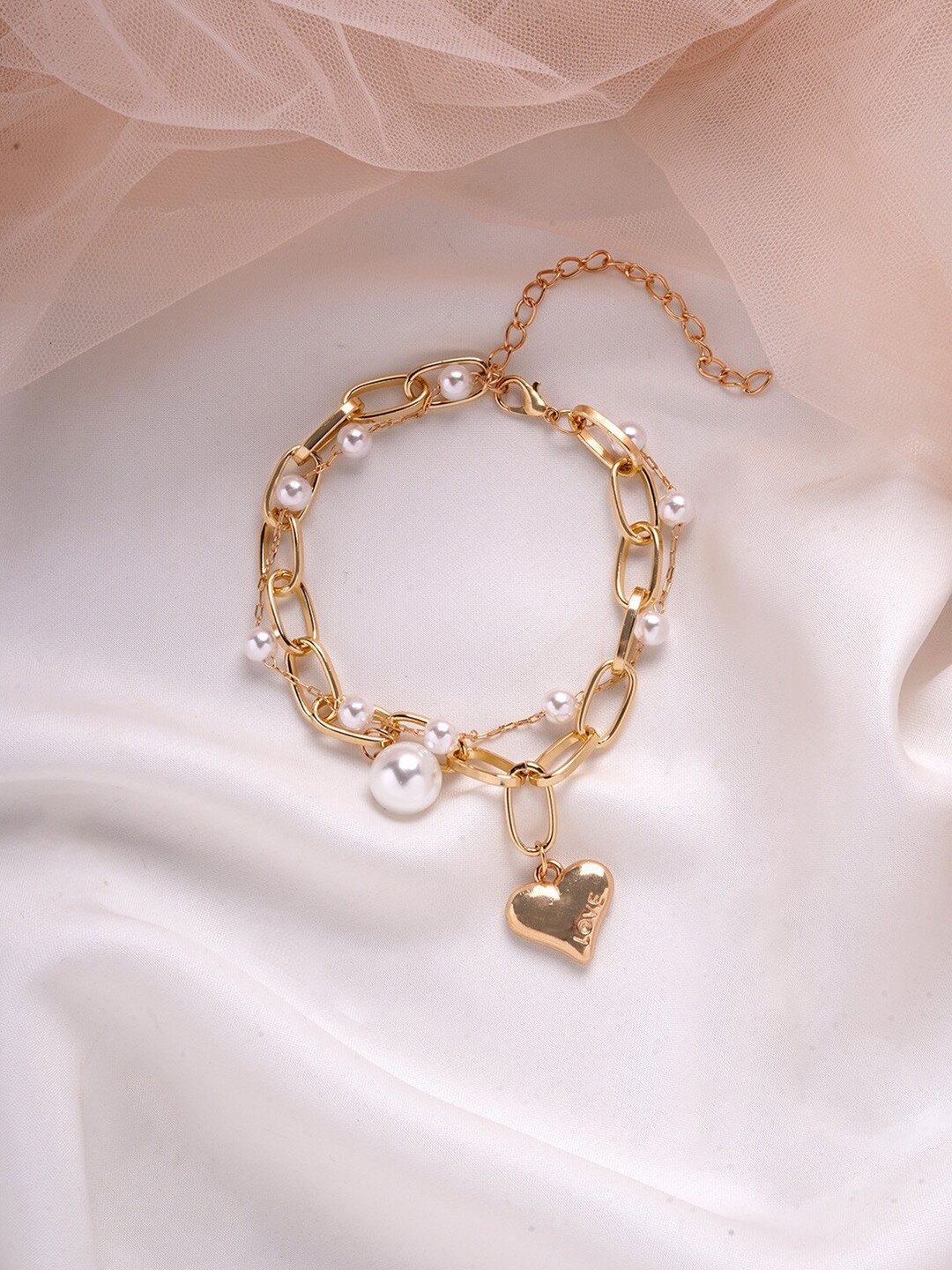 Buy BEWITCHED Women Gold Toned & White Steal My Heart Armlet Bracelet ...