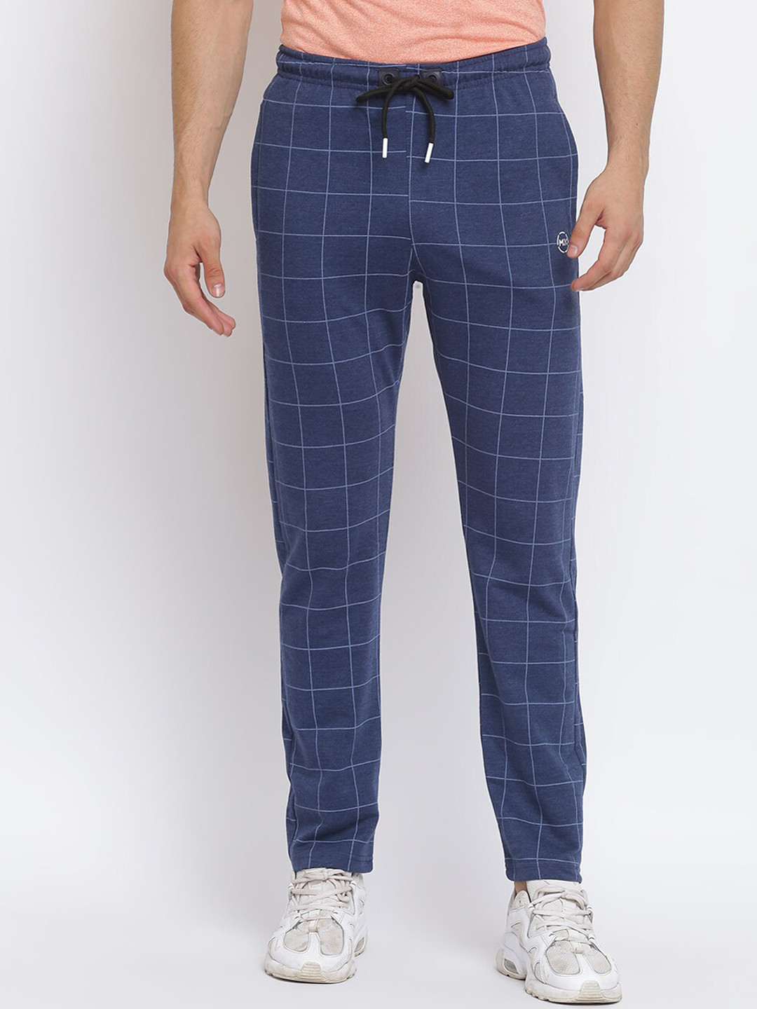Buy MKH Men Navy Blue Checked Track Pants - Track Pants for Men ...