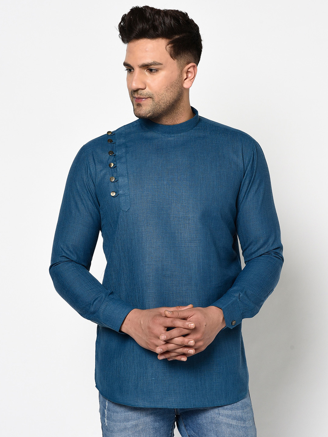Buy TABARD Men Blue Solid Cotton Kurta - Kurtas for Men 16379018 | Myntra