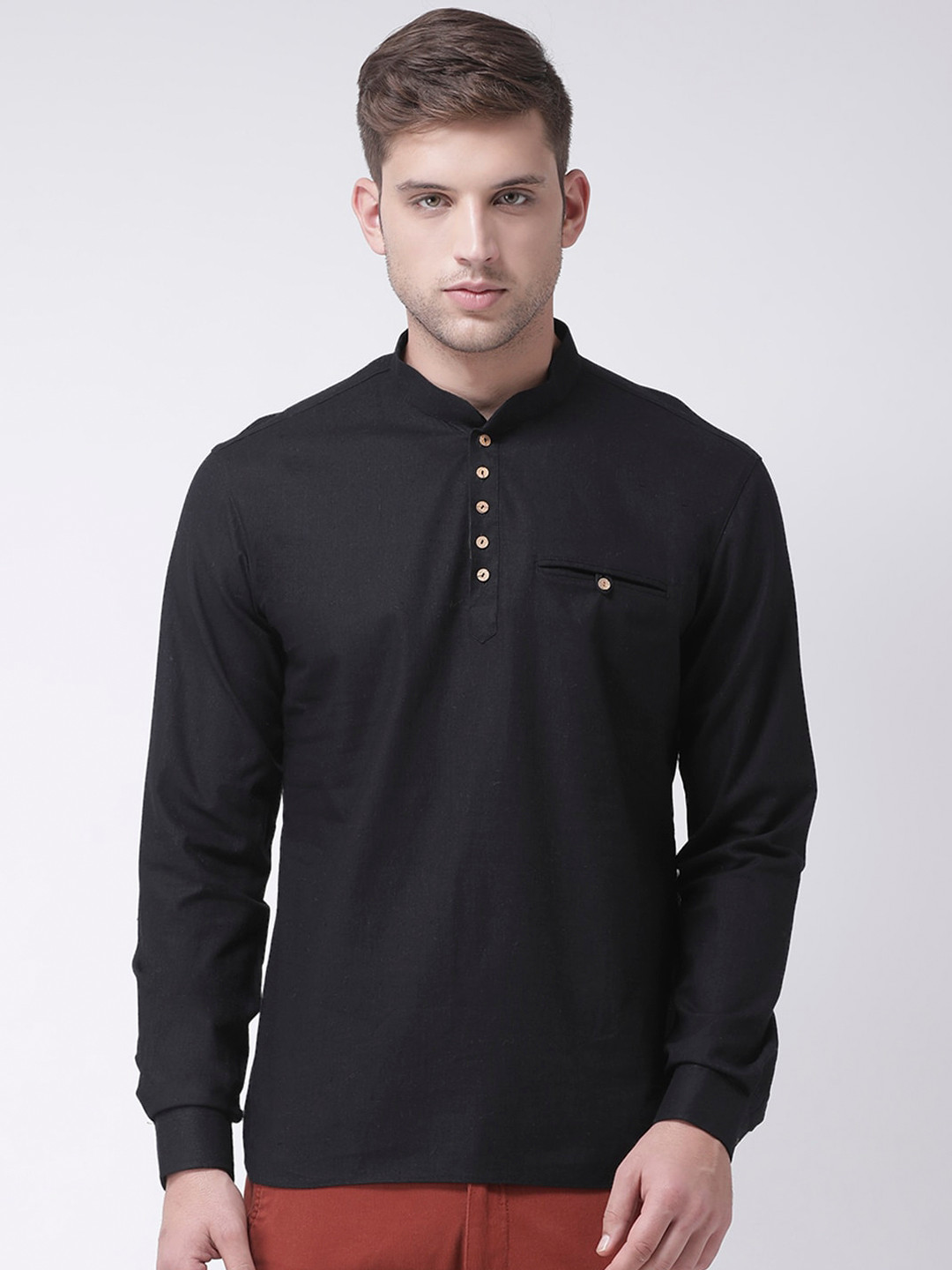 Buy TABARD Men Black Solid Cotton Kurta - Kurtas for Men 16379048 | Myntra