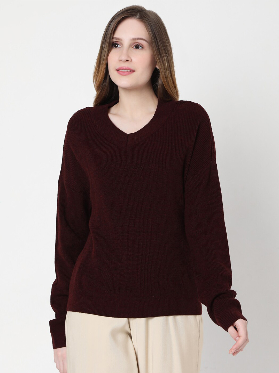 Buy Vero Moda Women Maroon Pullover - Sweaters for Women 16382094 | Myntra