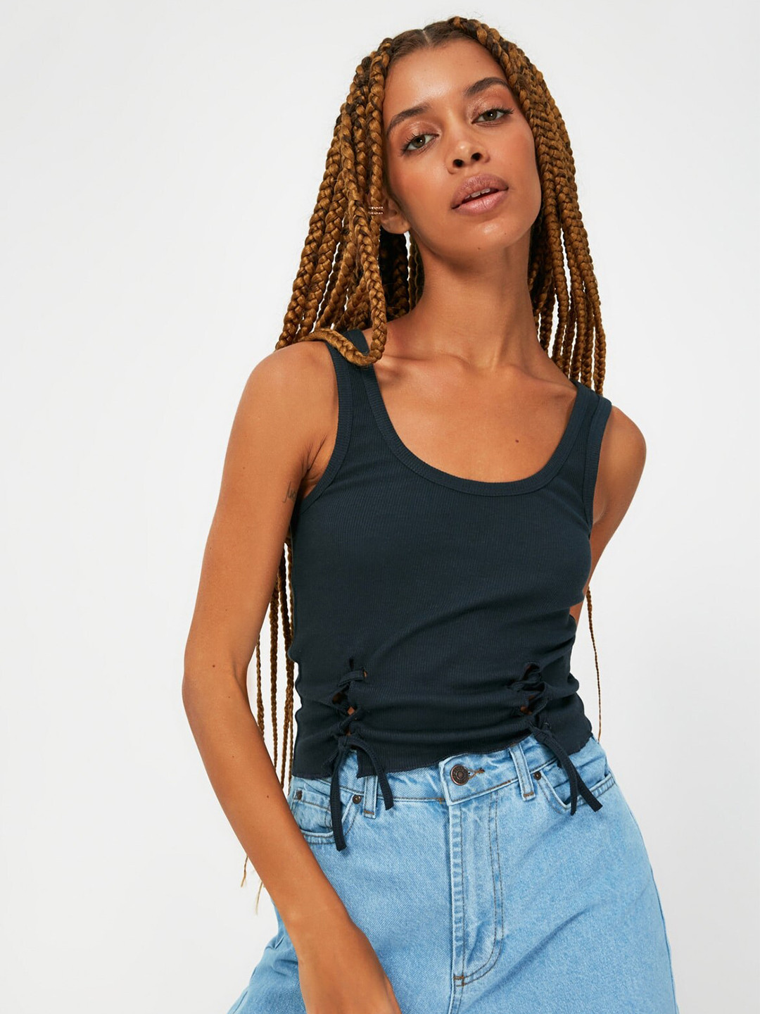 Buy Trendyol Navy Blue Tank Top - Tops for Women 16382976 | Myntra