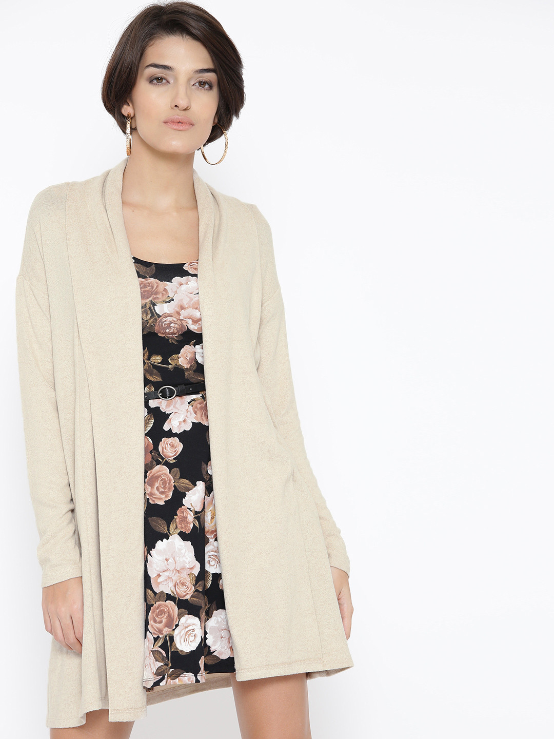 Buy FOREVER 21 Beige Longline Shrug - Shrug for Women 1638406 | Myntra