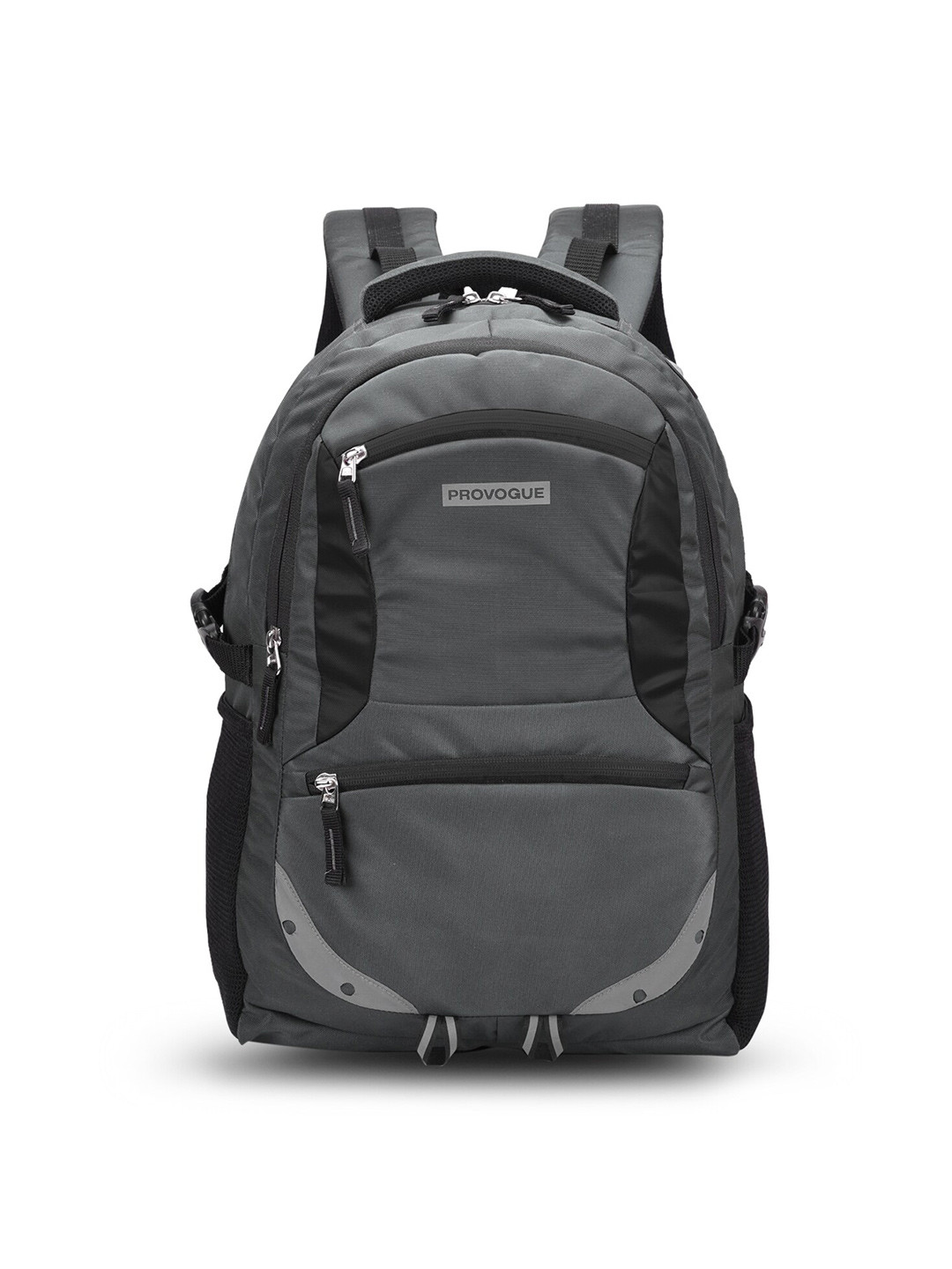 Buy Provogue Unisex Grey & Black Brand Logo Backpack With Reflective ...