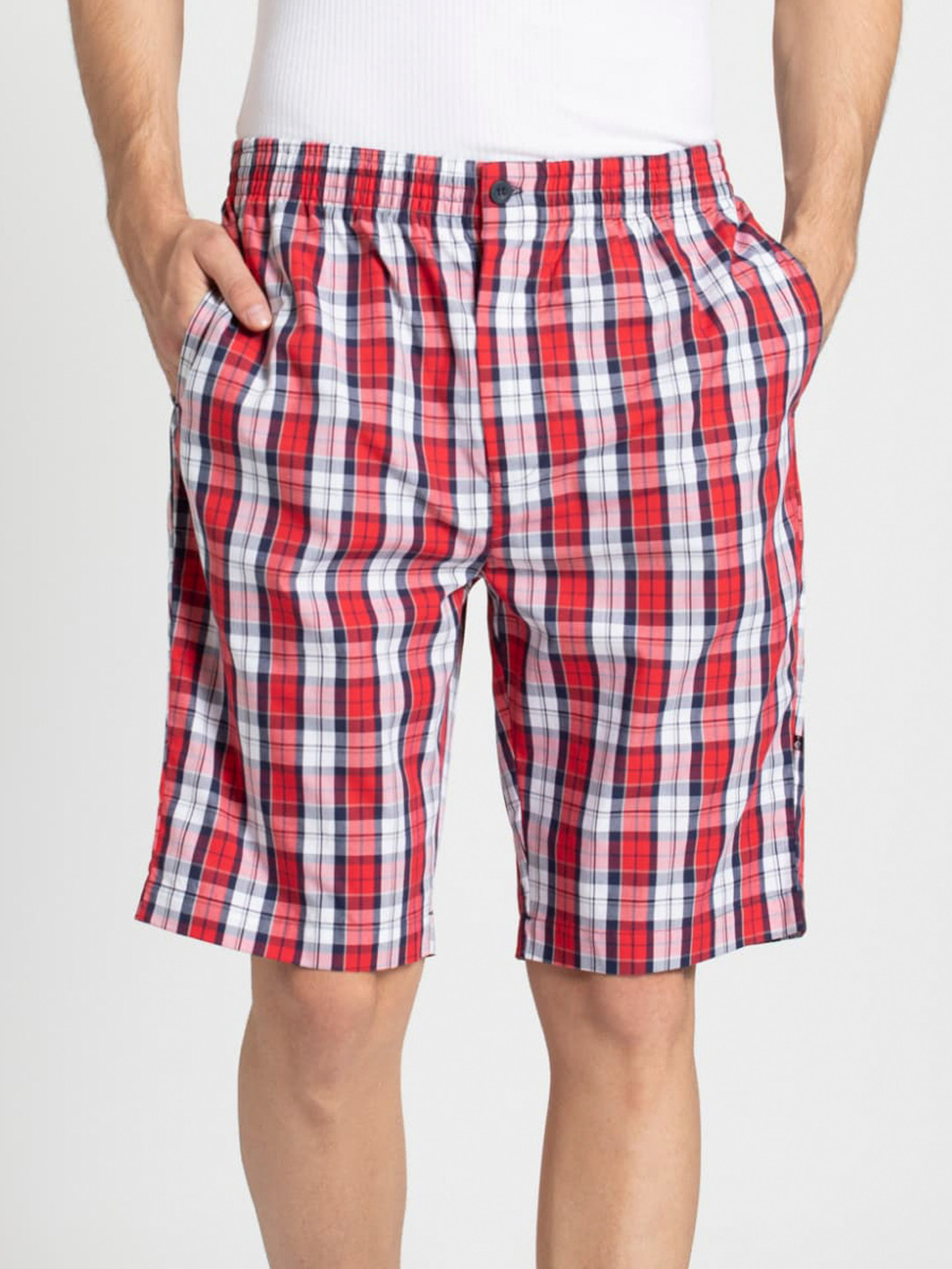 Buy Jockey Men Red & White Checked Lounge Shorts - Lounge Shorts for ...