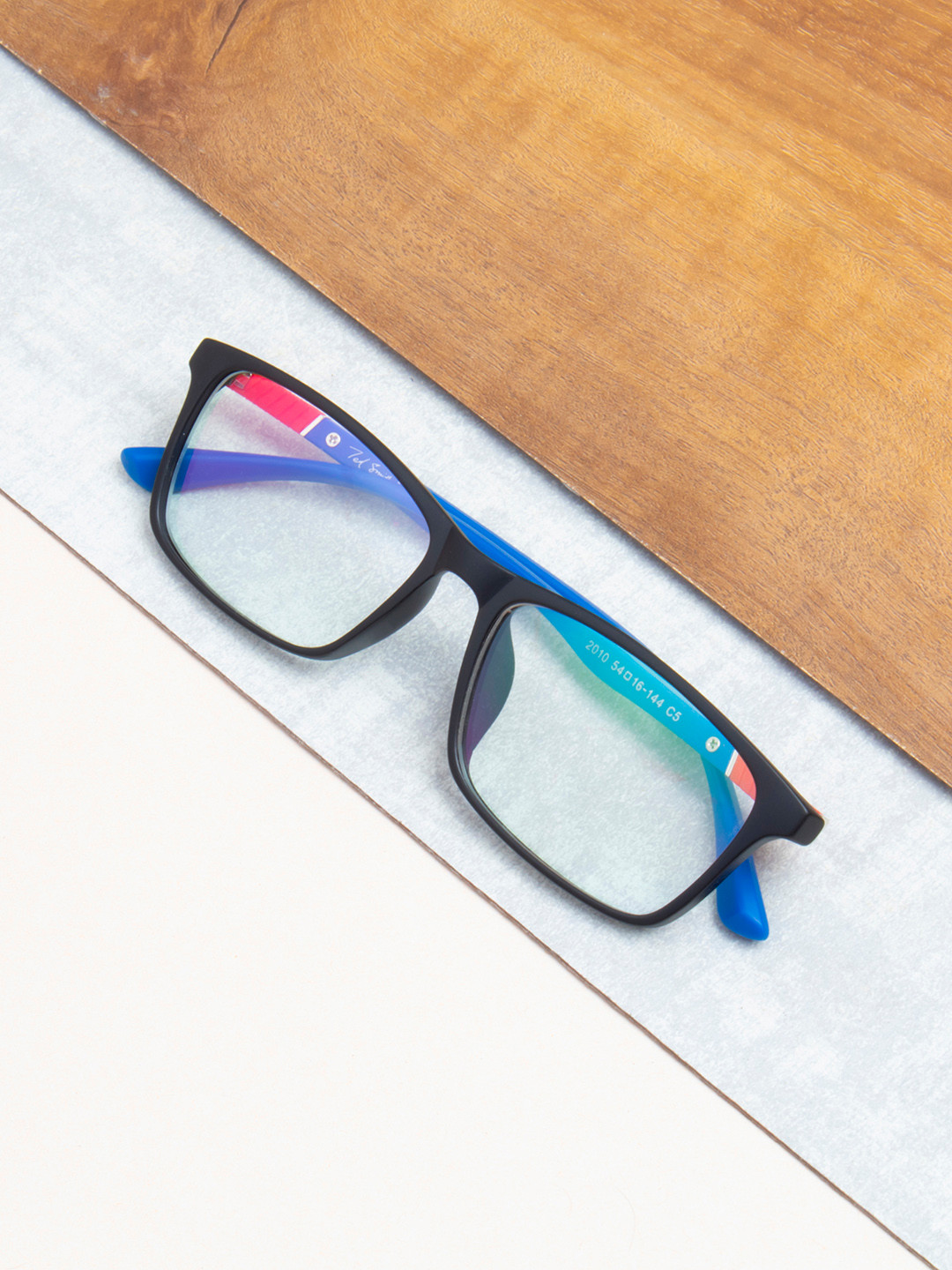 Buy Ted Smith Unisex Black & Blue Full Rim Wayfarer Frames Eyeglasses ...