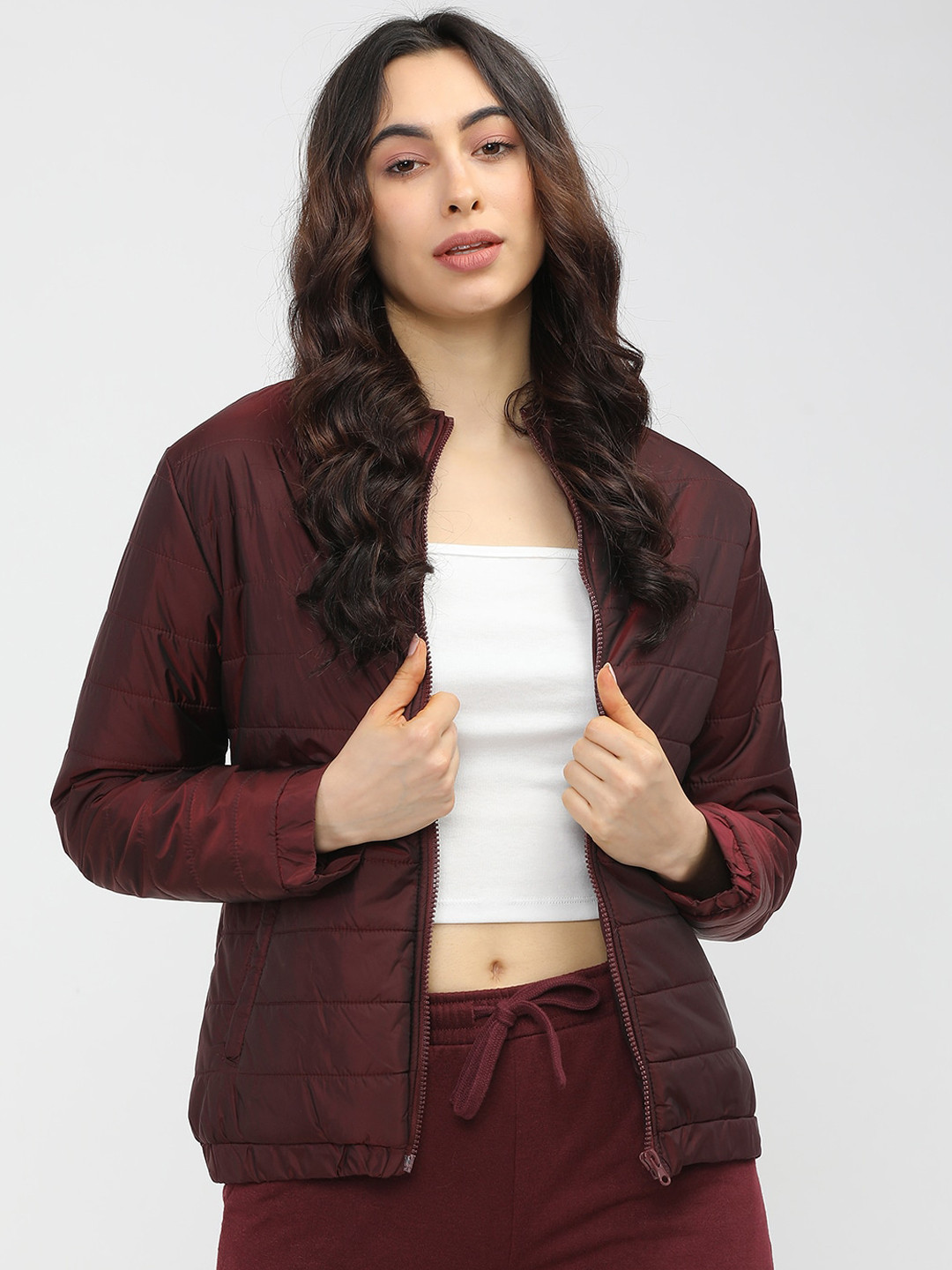Buy Tokyo Talkies Women Maroon Puffer Jacket - Jackets for Women 16404082 | Myntra