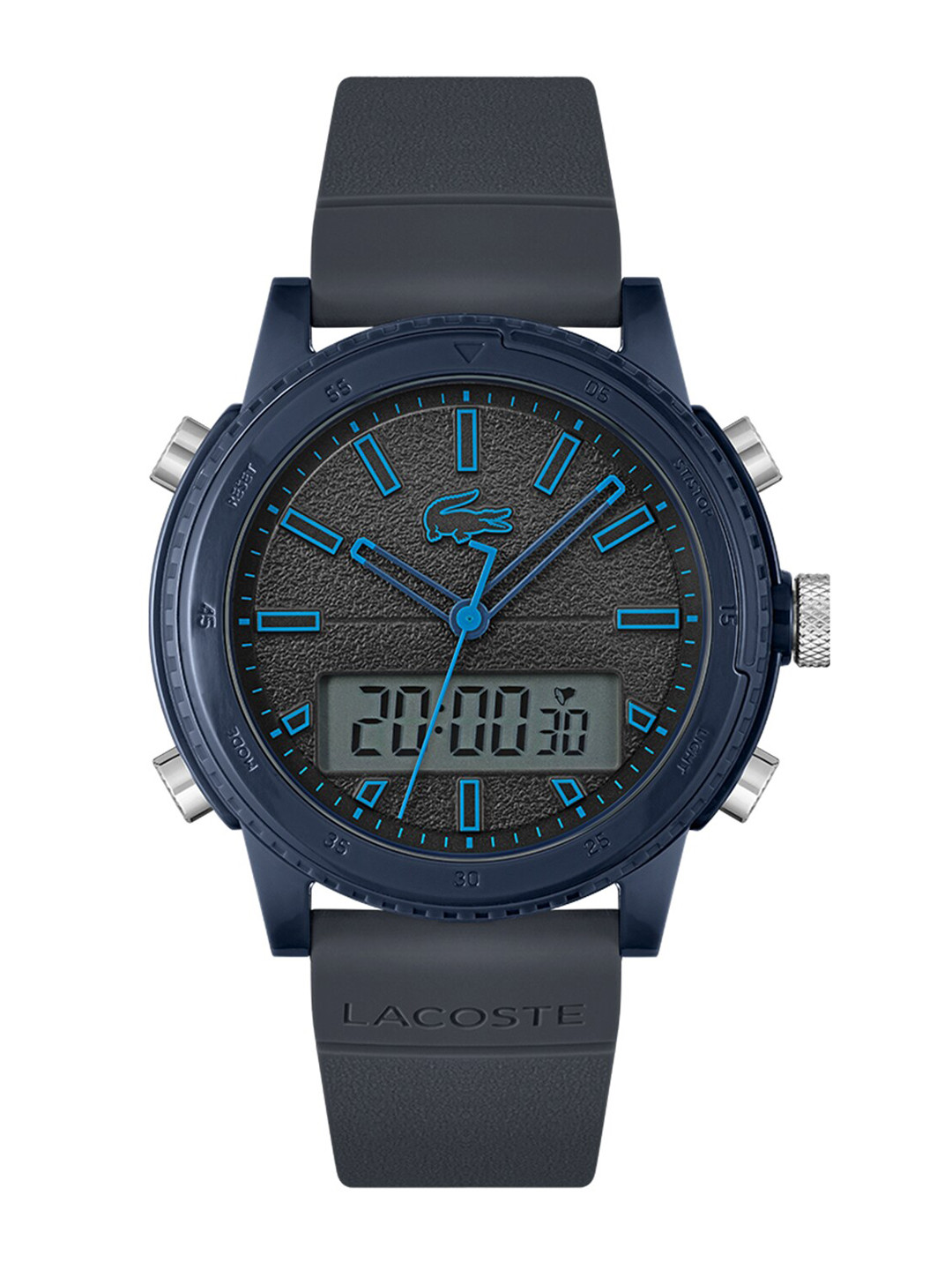 Buy Lacoste Men Black Brass Printed Dial & Blue Straps Analogue And ...