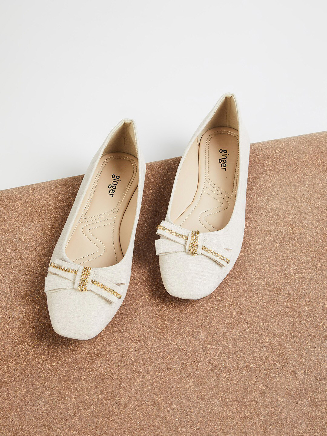 Buy CODE By Lifestyle Women Beige Solid Ballerinas - Flats for Women ...