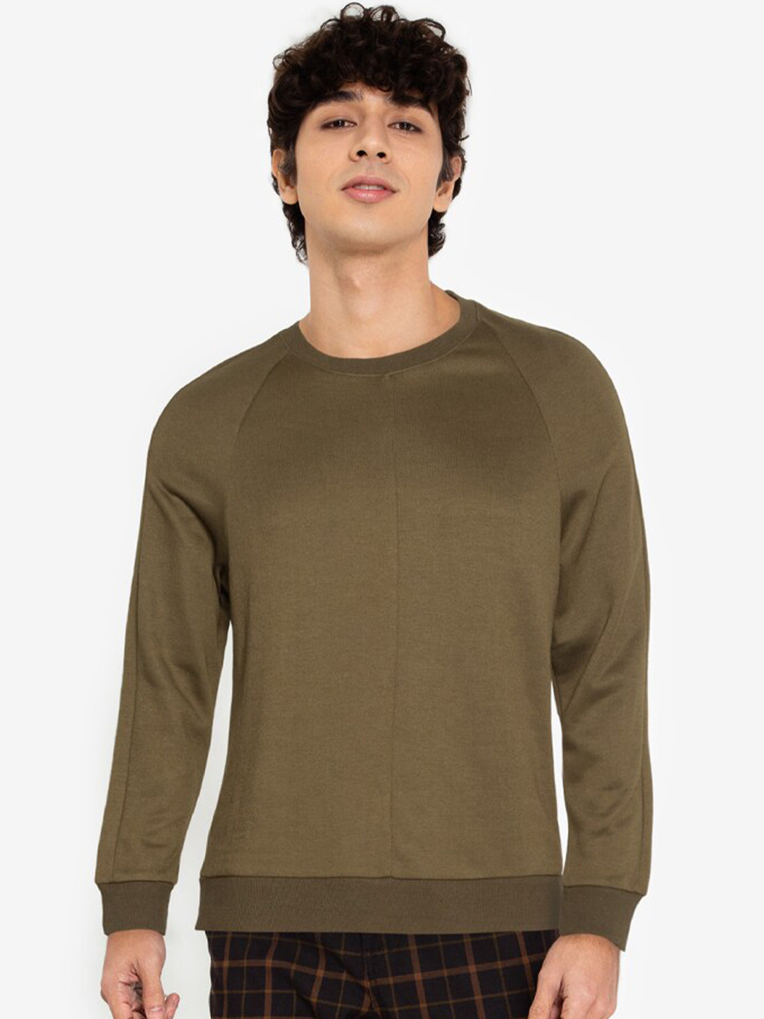 Buy ZALORA BASICS Men Olive Green Sweatshirt - Sweatshirts for Men ...