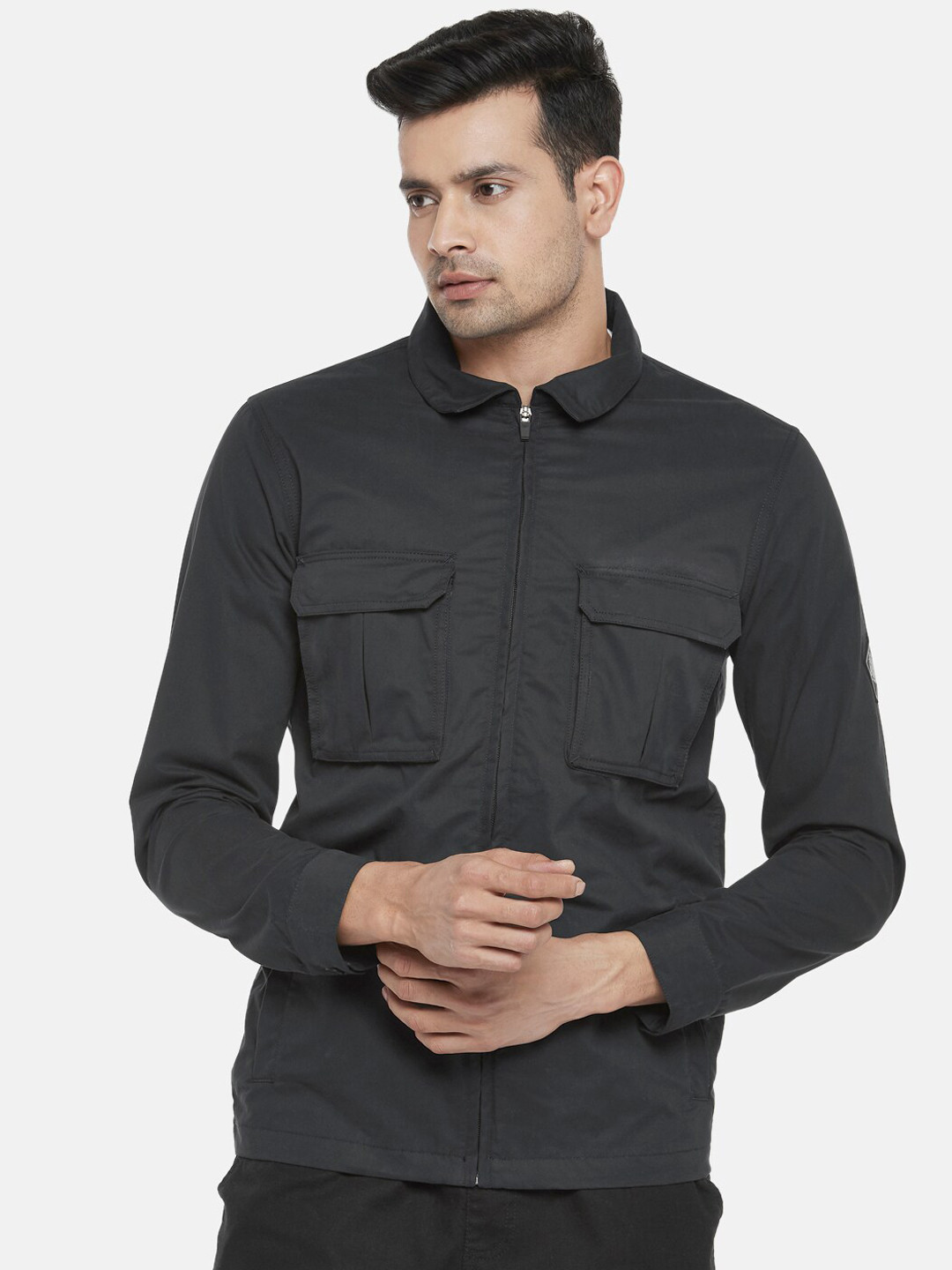 Buy Urban Ranger By Pantaloons Men Charcoal Grey Mock Neck Bomber ...