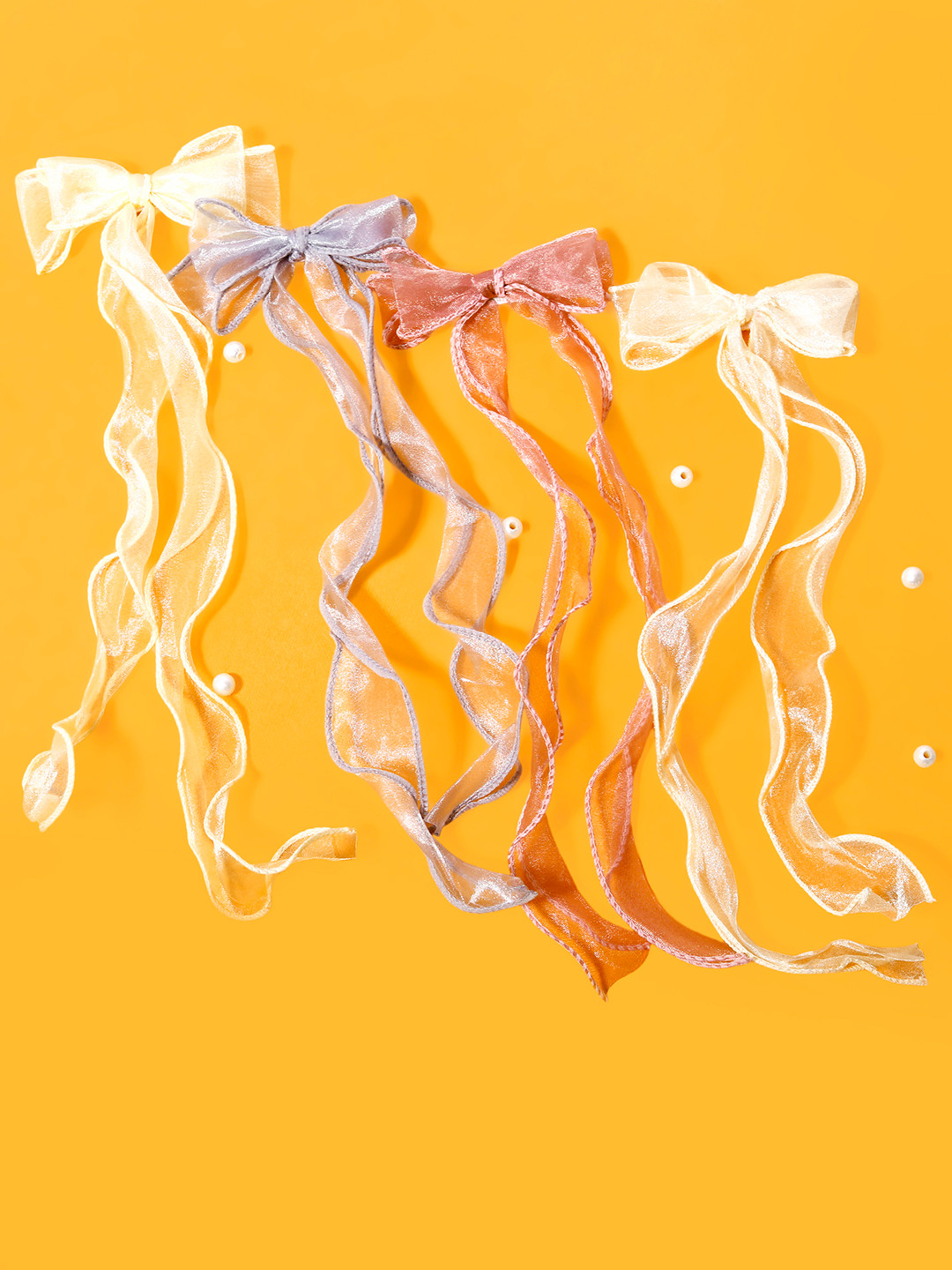 Buy Blueberry KIDS Set Of 4 Alligator Hair Clips With Ribbon Bow Detail ...