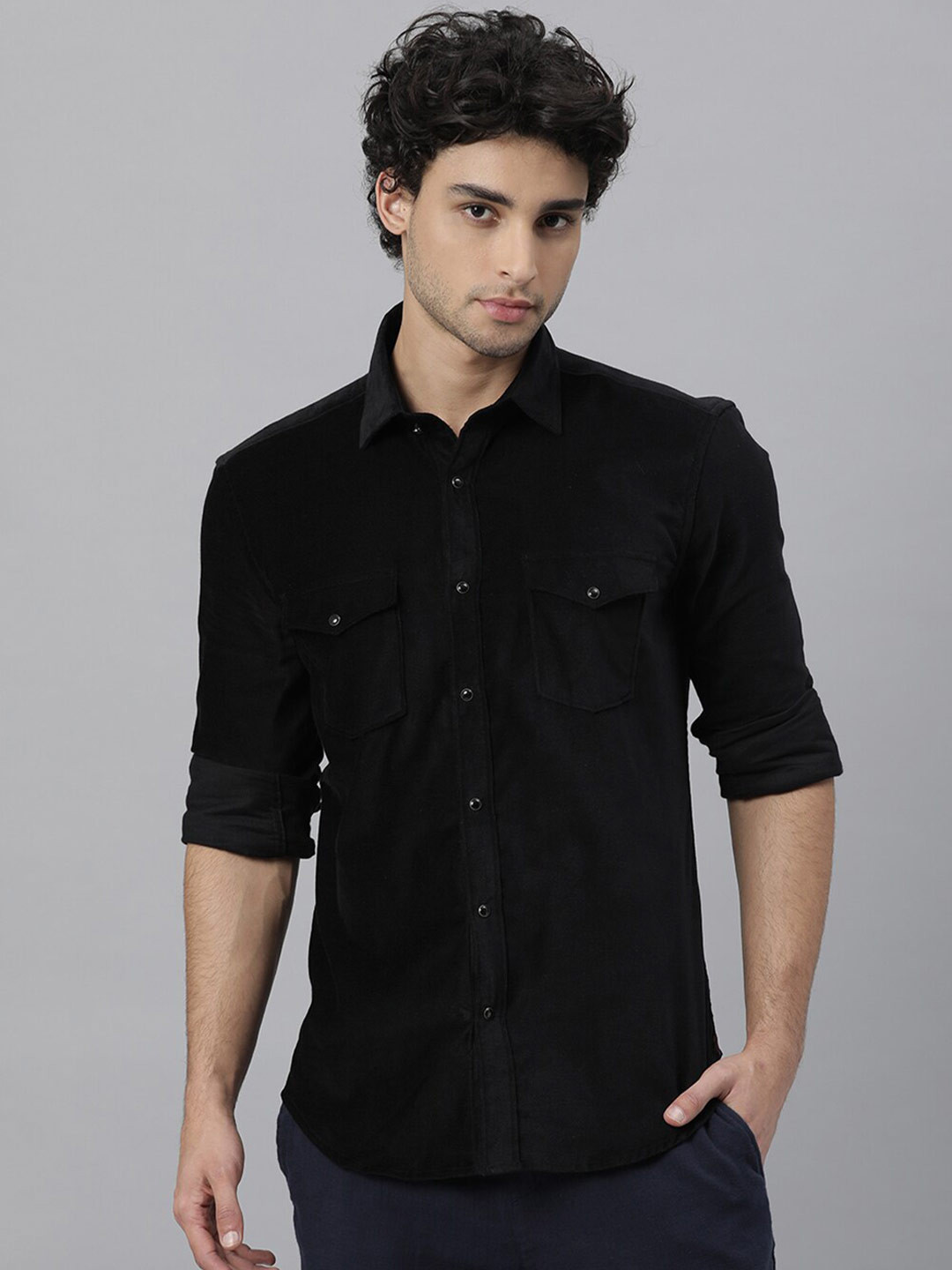 Buy RARE RABBIT Men Black Slim Fit Casual Shirt - Shirts for Men ...