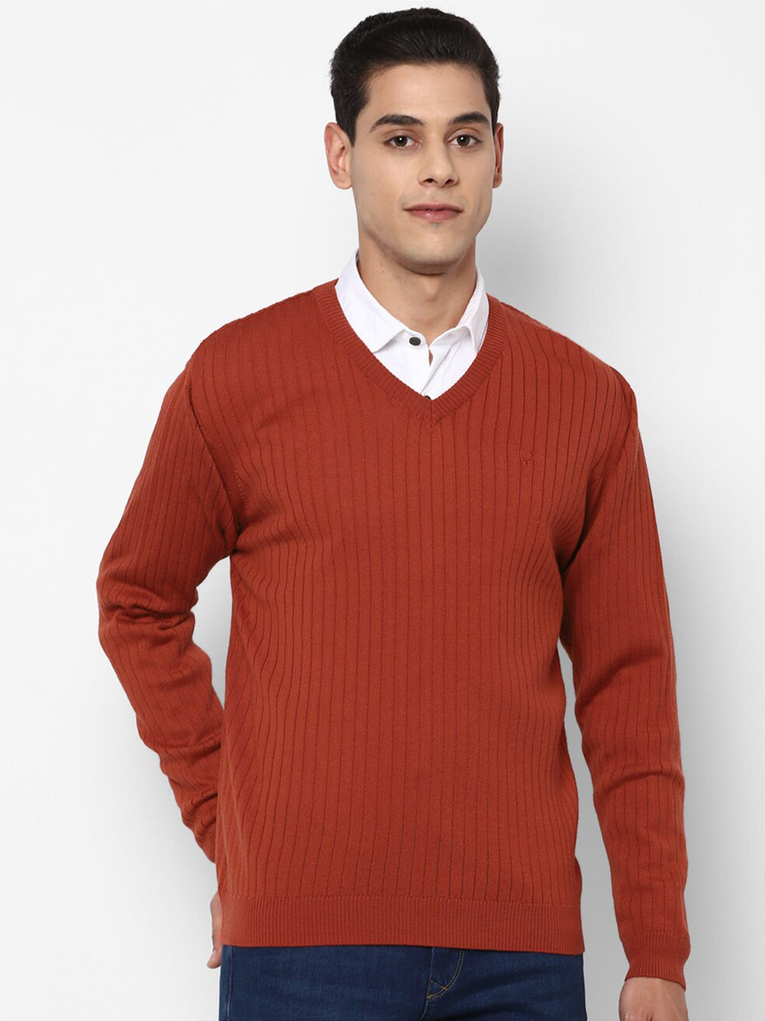 Buy Allen Solly Men Maroon Ribbed Pullover - Sweaters for Men 16422966 ...
