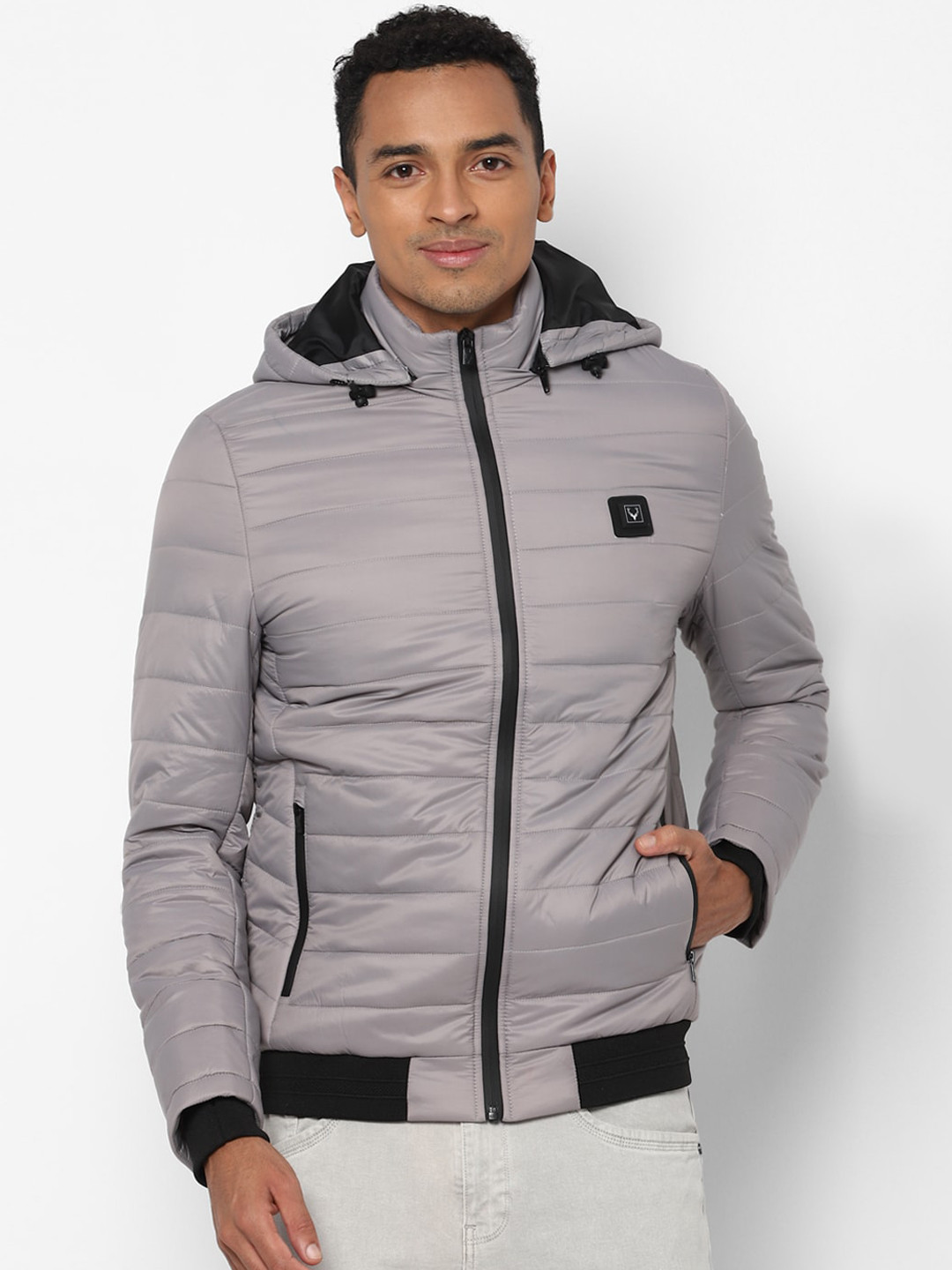 Buy Allen Solly Men Grey Bomber Jacket - Jackets for Men 16423572 | Myntra