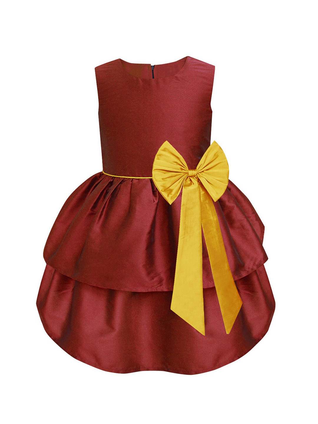 Buy A.T.U.N. Maroon & Mustard Yellow Layered Dress - Dresses for Girls ...