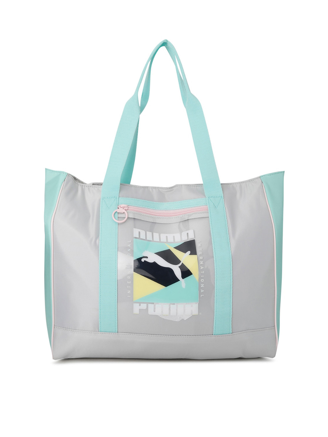 Buy Puma Green & Grey Printed Prime Street Shopper Bag - Handbags for ...