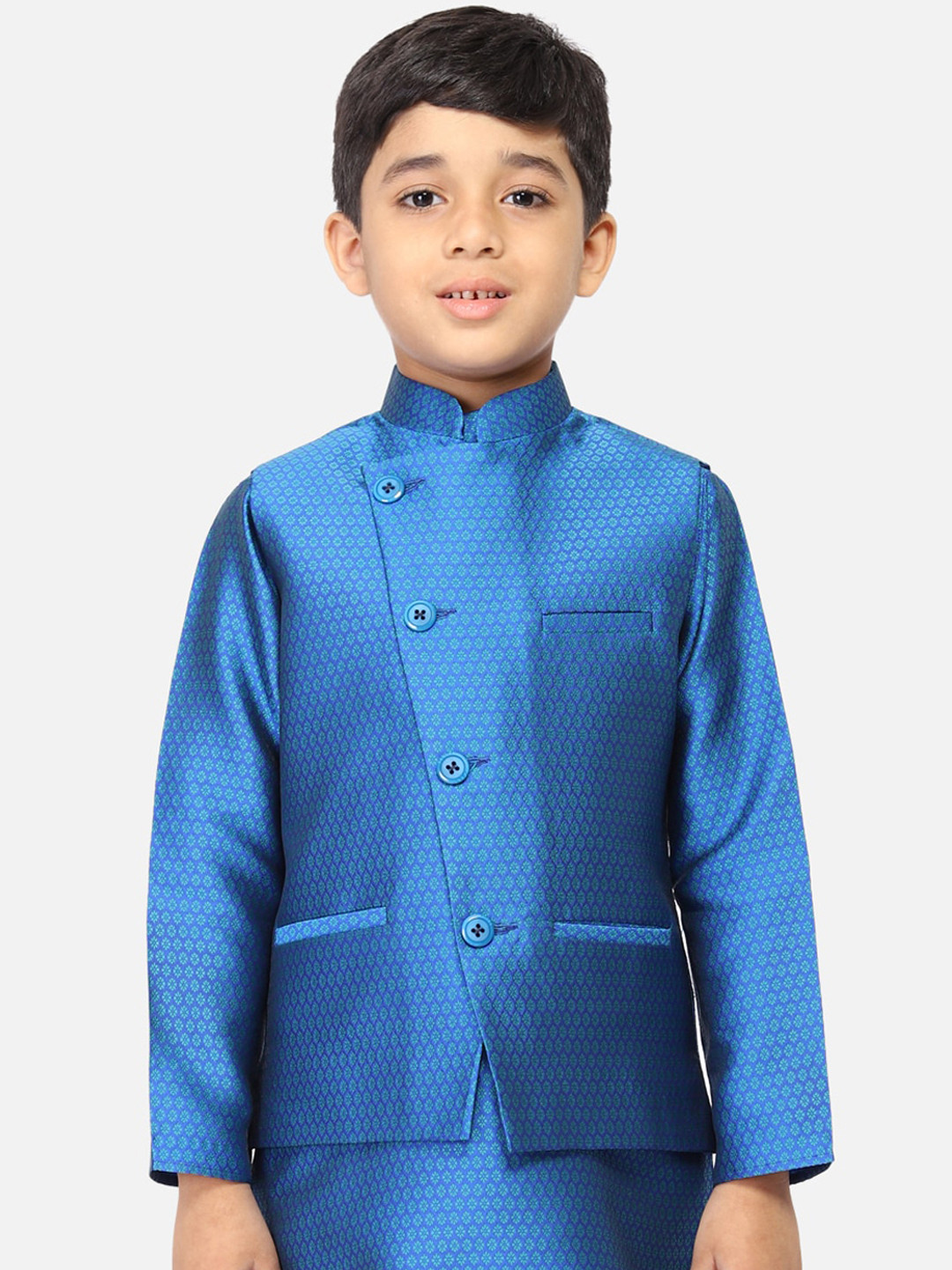 Buy TABARD Boys Blue Solid Woven Nehru Jacket - Nehru Jackets for Boys ...