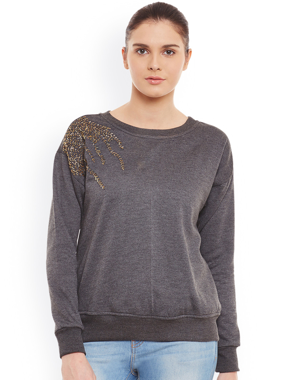 Buy Belle Fille Grey Sweatshirt With Embellished Detail - Sweatshirts ...