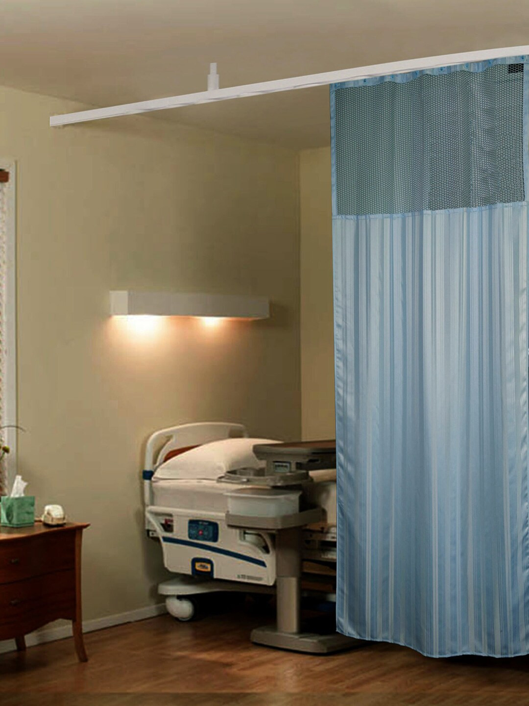 Buy Lushomes Blue Striped ICU Partition Net Hospital Long Door Curtain ...