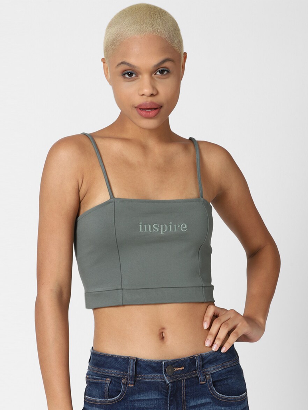 Buy Forever 21 Olive Green Bralette Crop Top Tops For Women 16431964