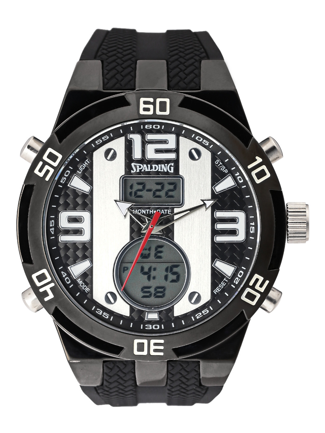 Buy Spalding Men Silver Toned Multifunction Analogue & Digital Watch SP ...