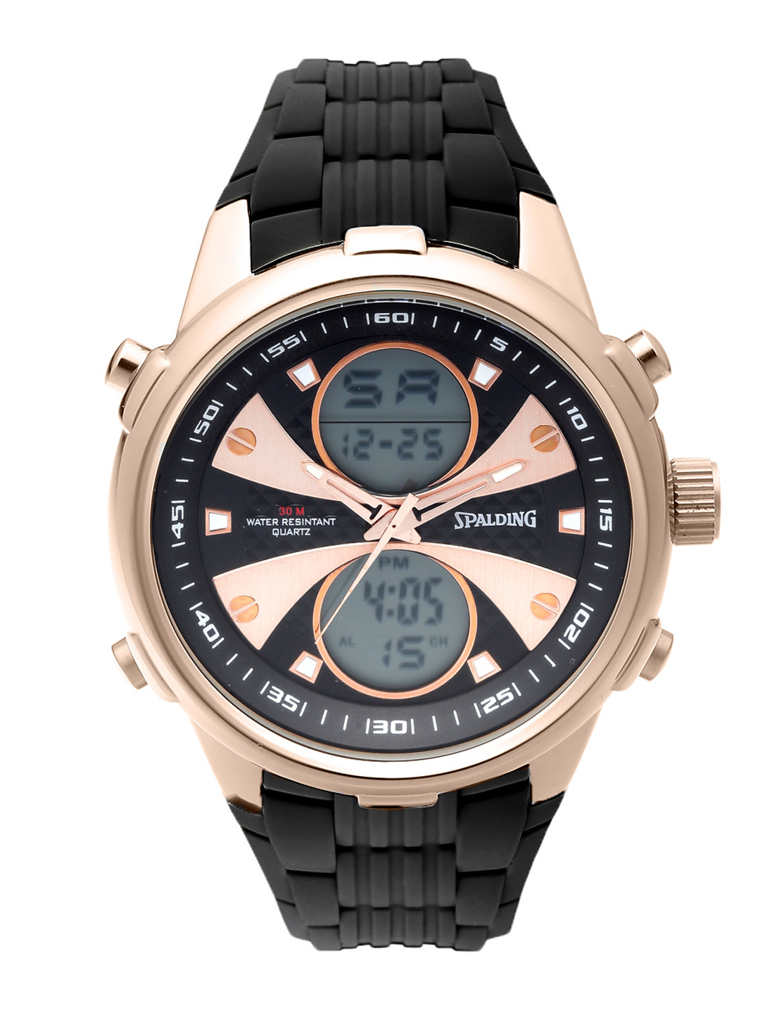 Buy Spalding Men Black & Rose Gold Toned Multifunction Analogue ...