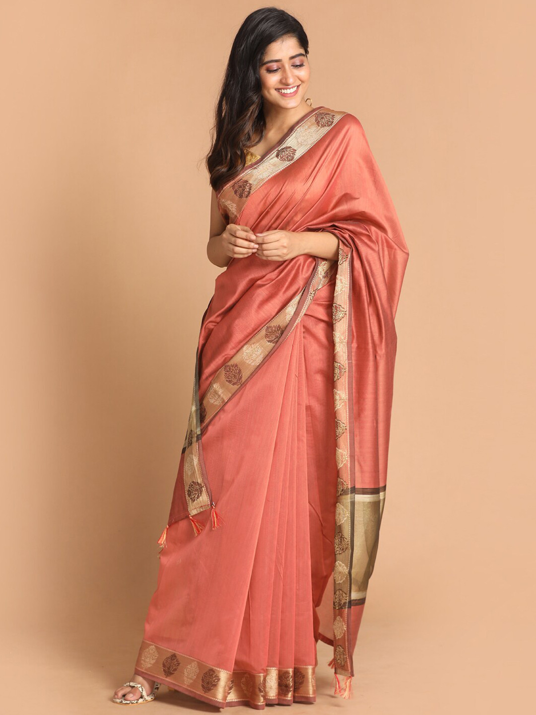 Buy Indethnic Rust Zari Banarasi Saree - Sarees for Women 16439536 | Myntra