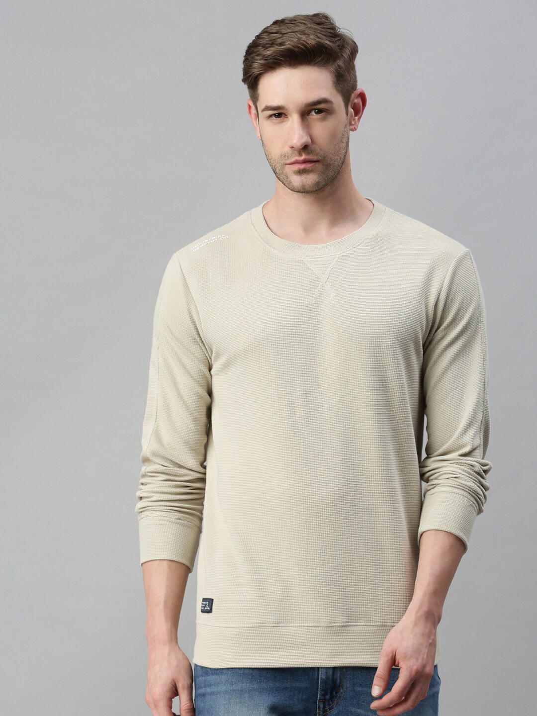 Buy SHOWOFF Men Cream Coloured Sweatshirt - Sweatshirts for Men ...