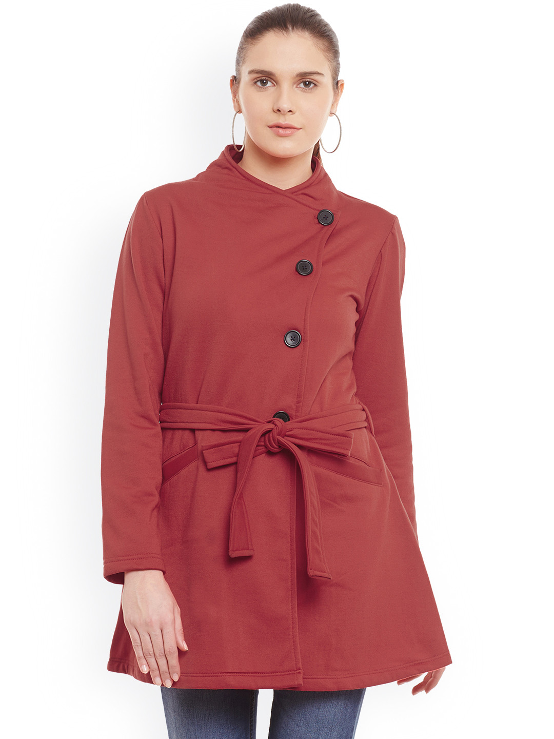 Buy Belle Fille Red Standard Fit Overcoat - Coats for Women 1644131 ...
