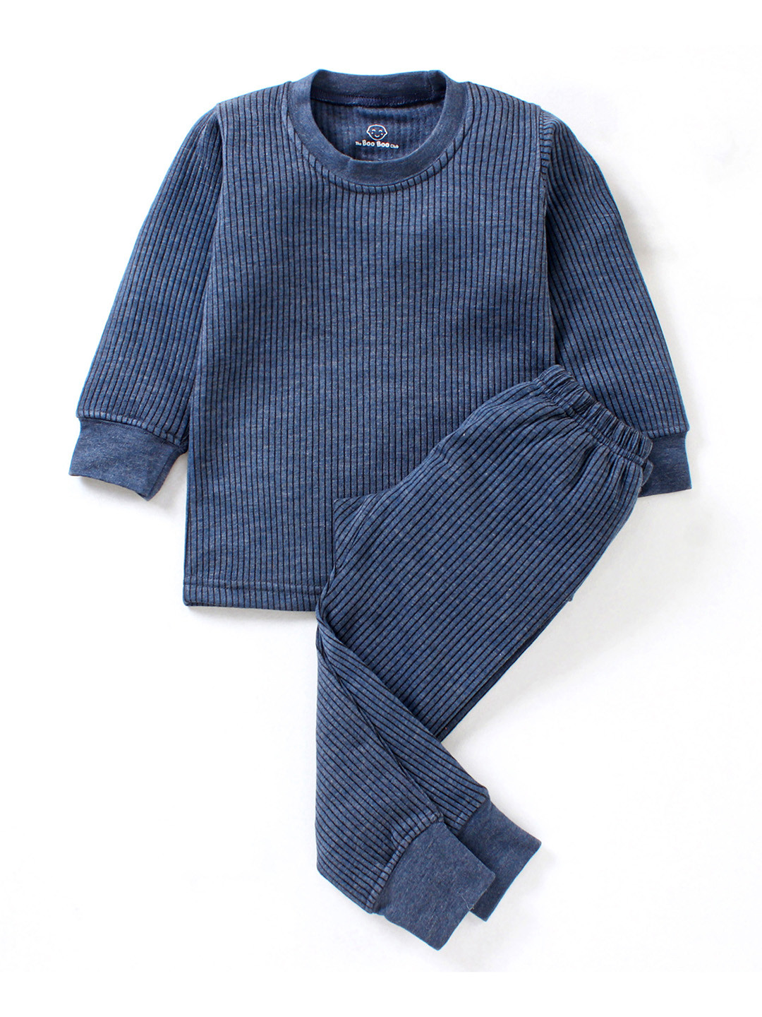 Buy The Boo Boo Club Kids Blue & Black Striped Thermal Set - Thermal ...