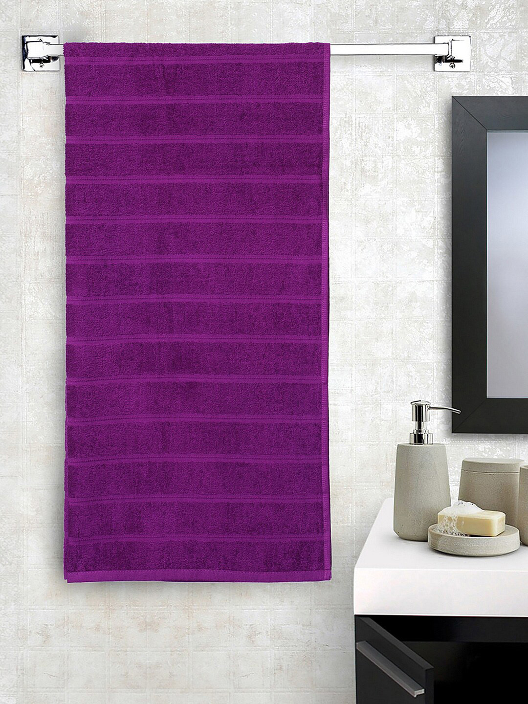 Buy CORE Designed By SPACES Violet Solid 250 GSM Pure Cotton Bath Towel ...
